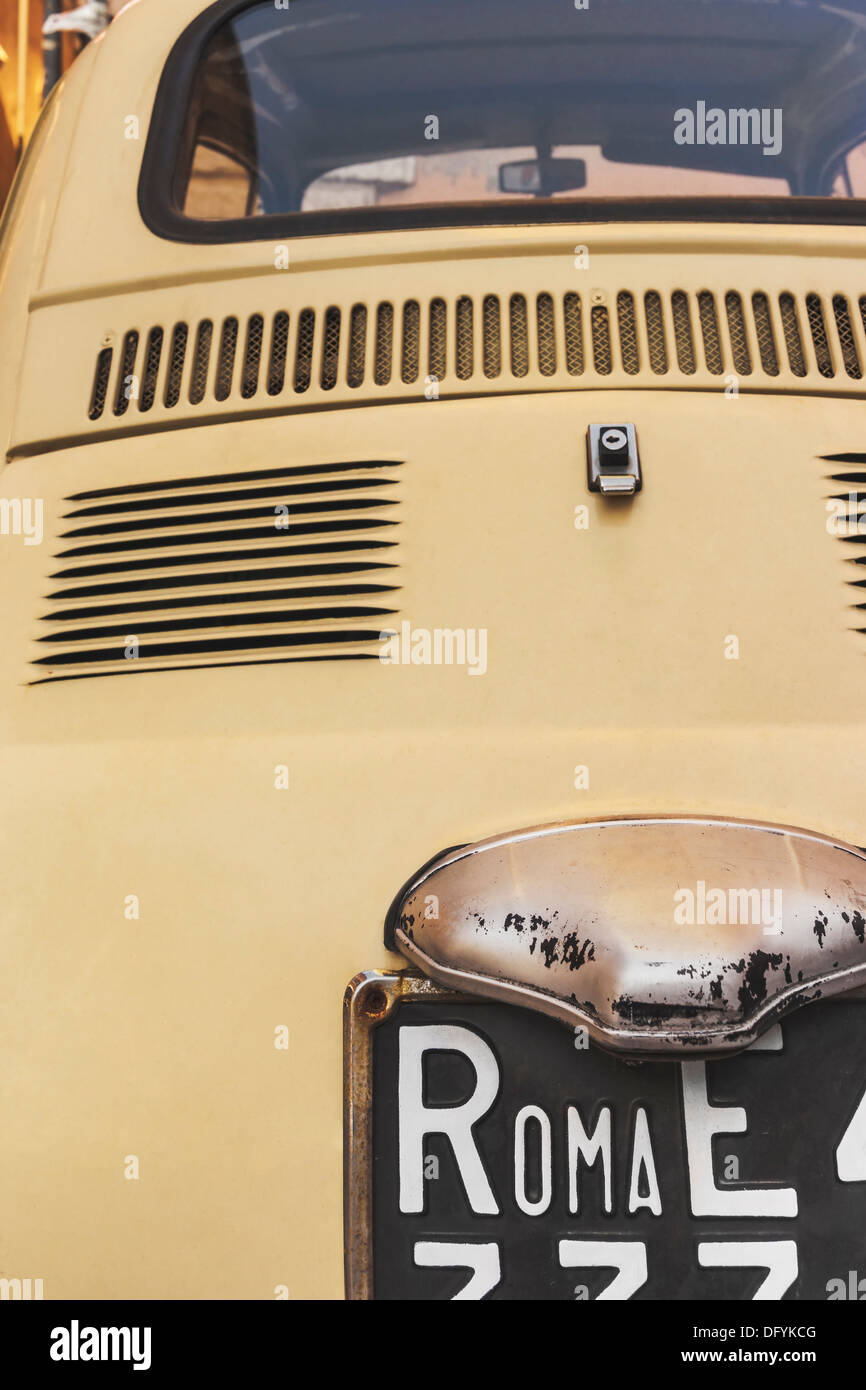 Partial view of the back of a old Fiat Nuova 500 (built from 1957-1977 ...