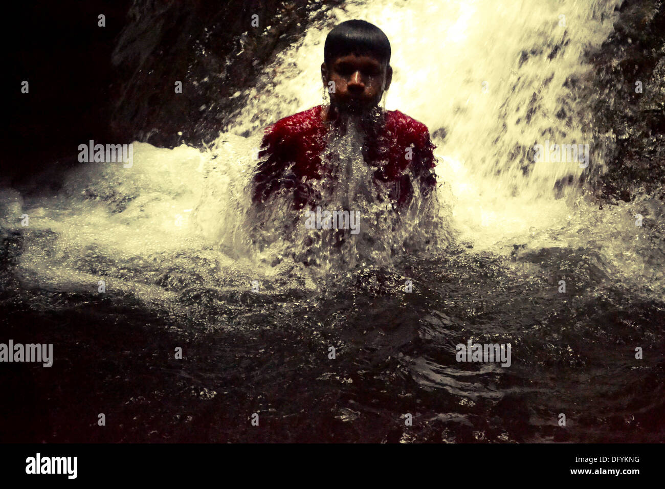 Person coming out of a waterfall hi-res stock photography and images ...