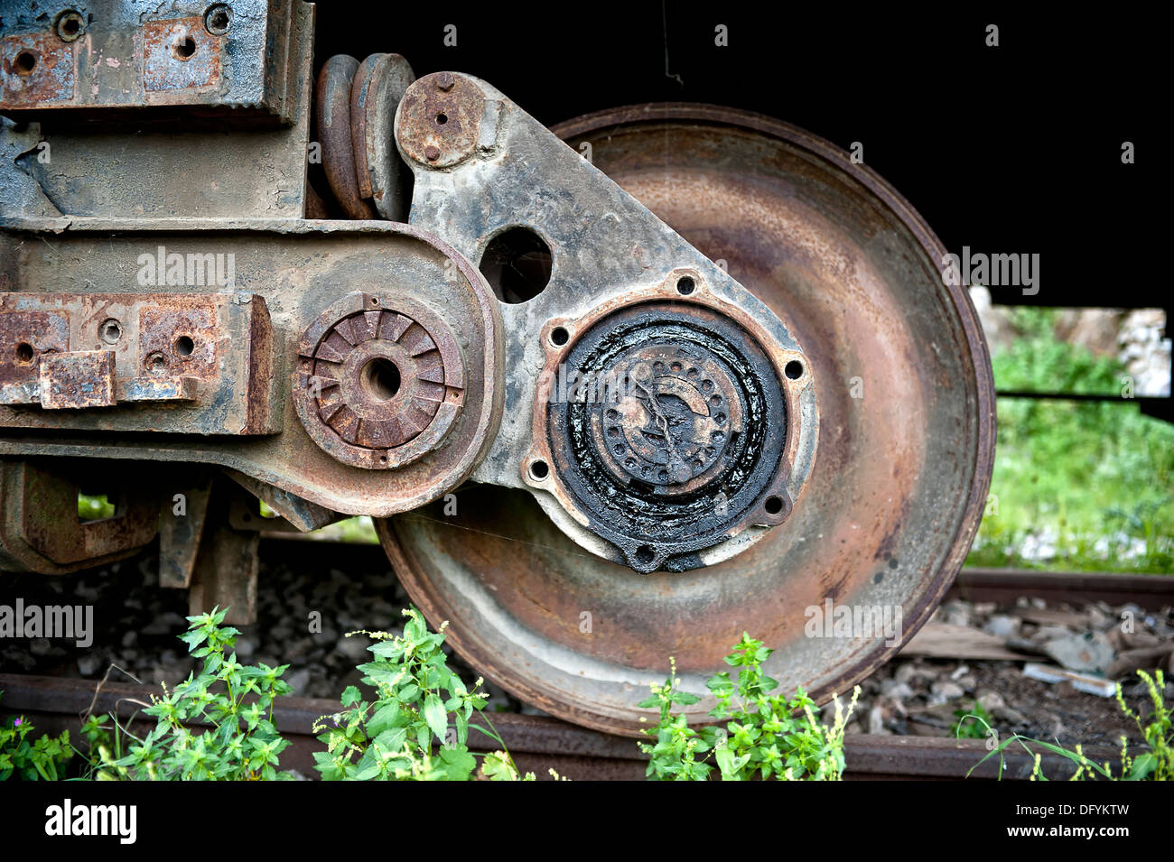 Old train wheel detail Stock Photo - Alamy