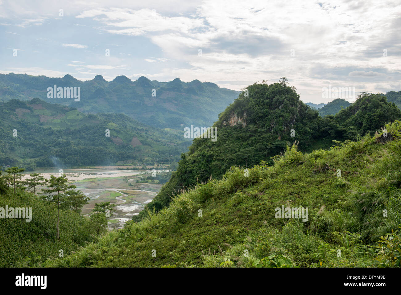 Landscape of on the way to Bac Ha town, many hill tribe minority`s ...