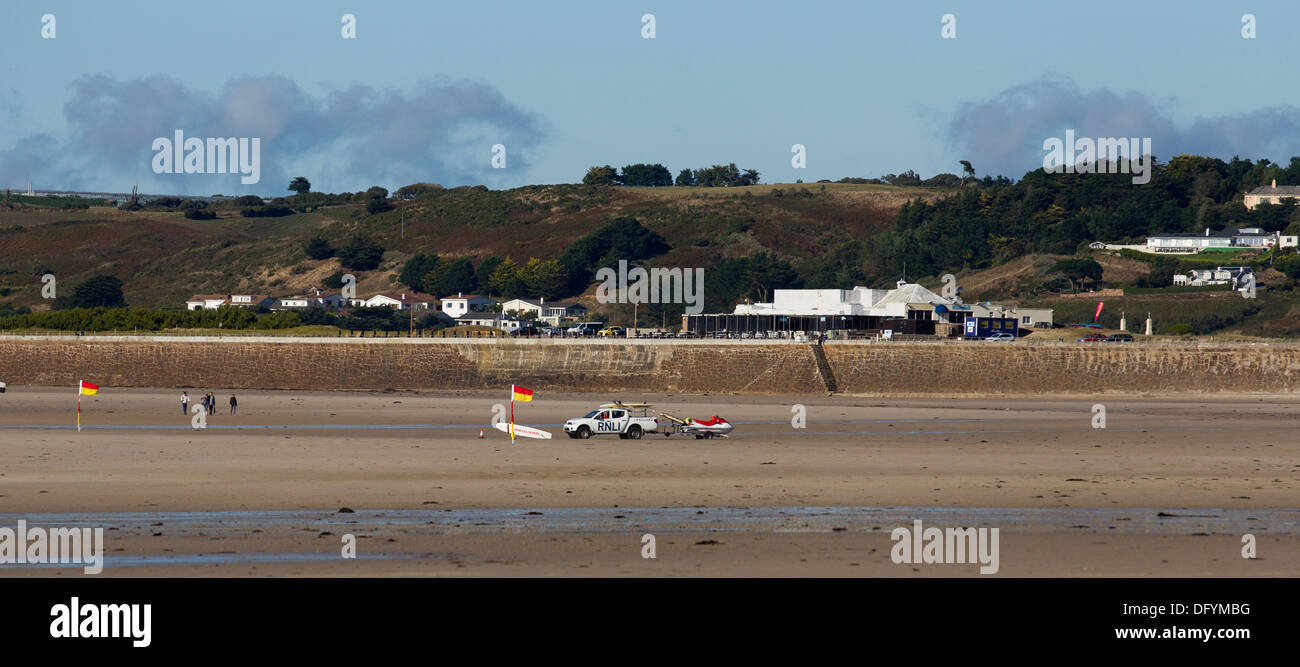 RNLI Lifeguards on St Ouen's beach Jersey Mitsubishi L200 RNLI ...