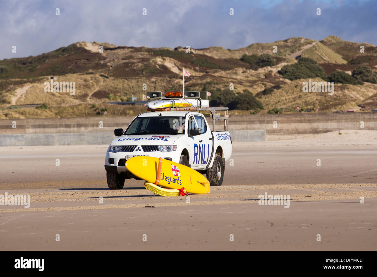 RNLI Lifeguards on St Ouen's beach Jersey Mitsubishi L200 RNLI ...