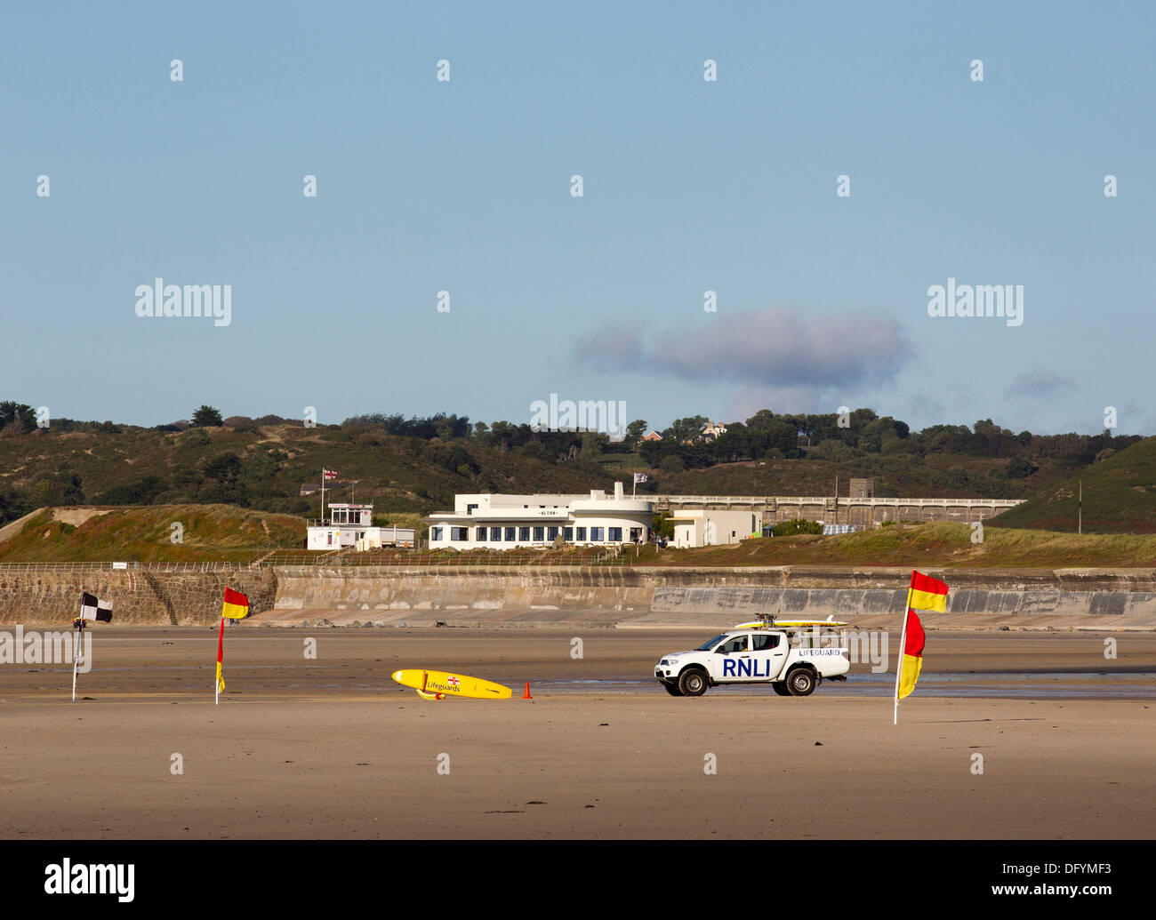 RNLI Lifeguards on St Ouen's beach Jersey Mitsubishi L200 RNLI ...