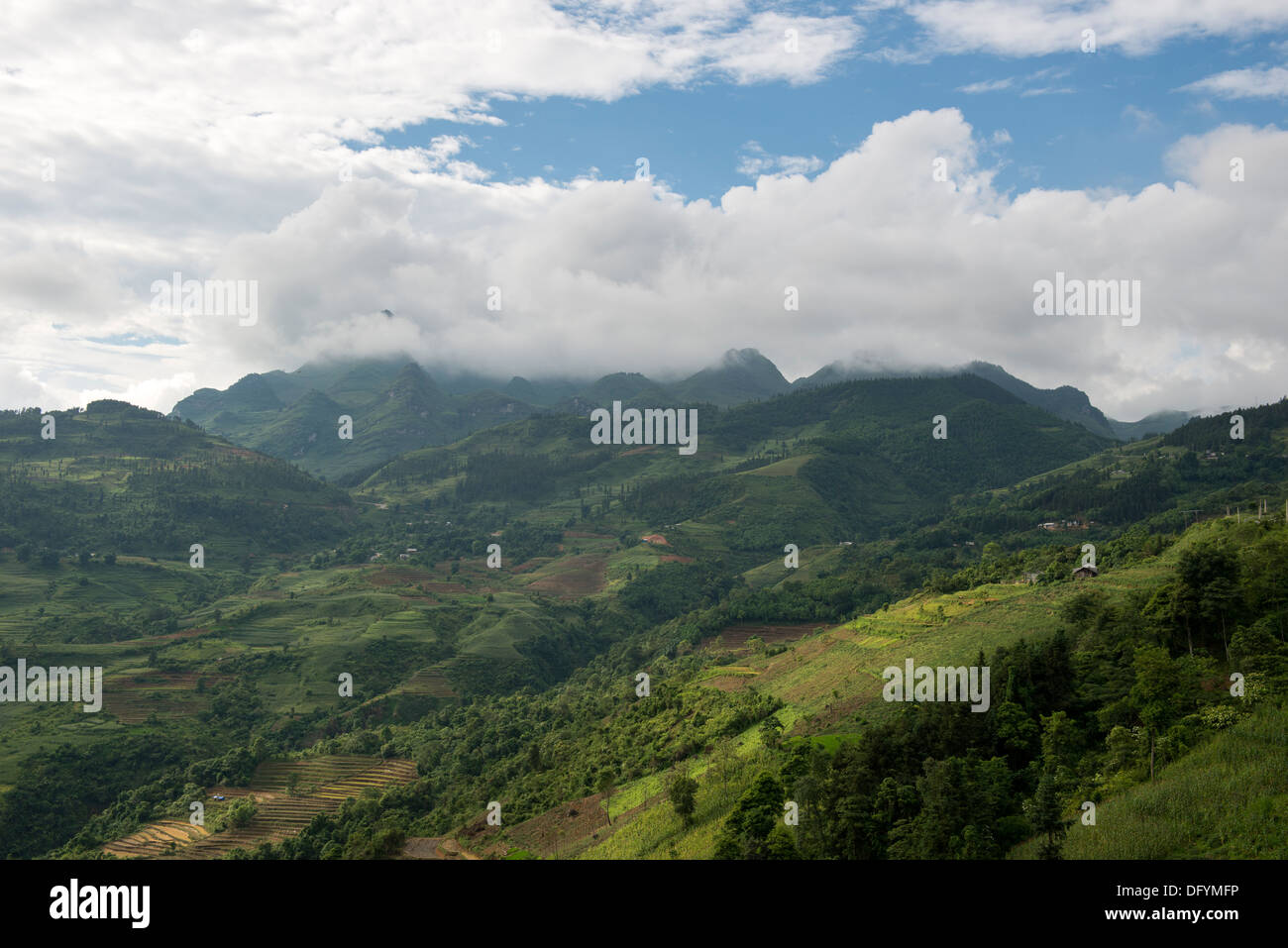 Landscape of on the way to Bac Ha town, many hill tribe minority`s ...