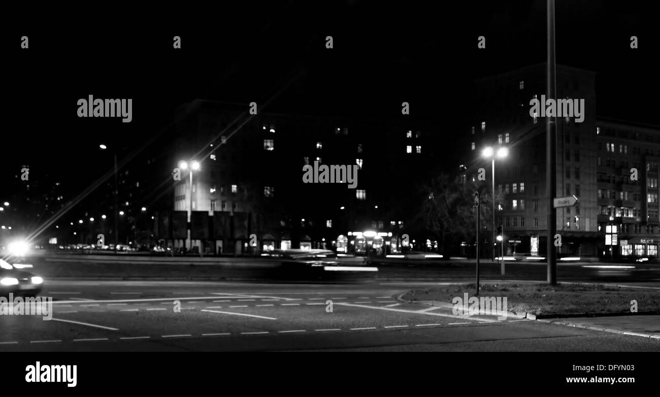 Traffic intersection at night Stock Photo - Alamy