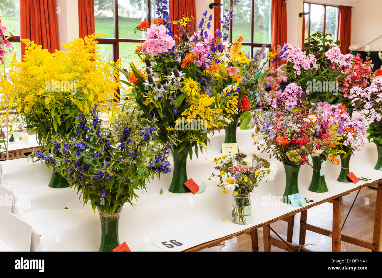 Flower display at a village flower show Stock Photo - Alamy