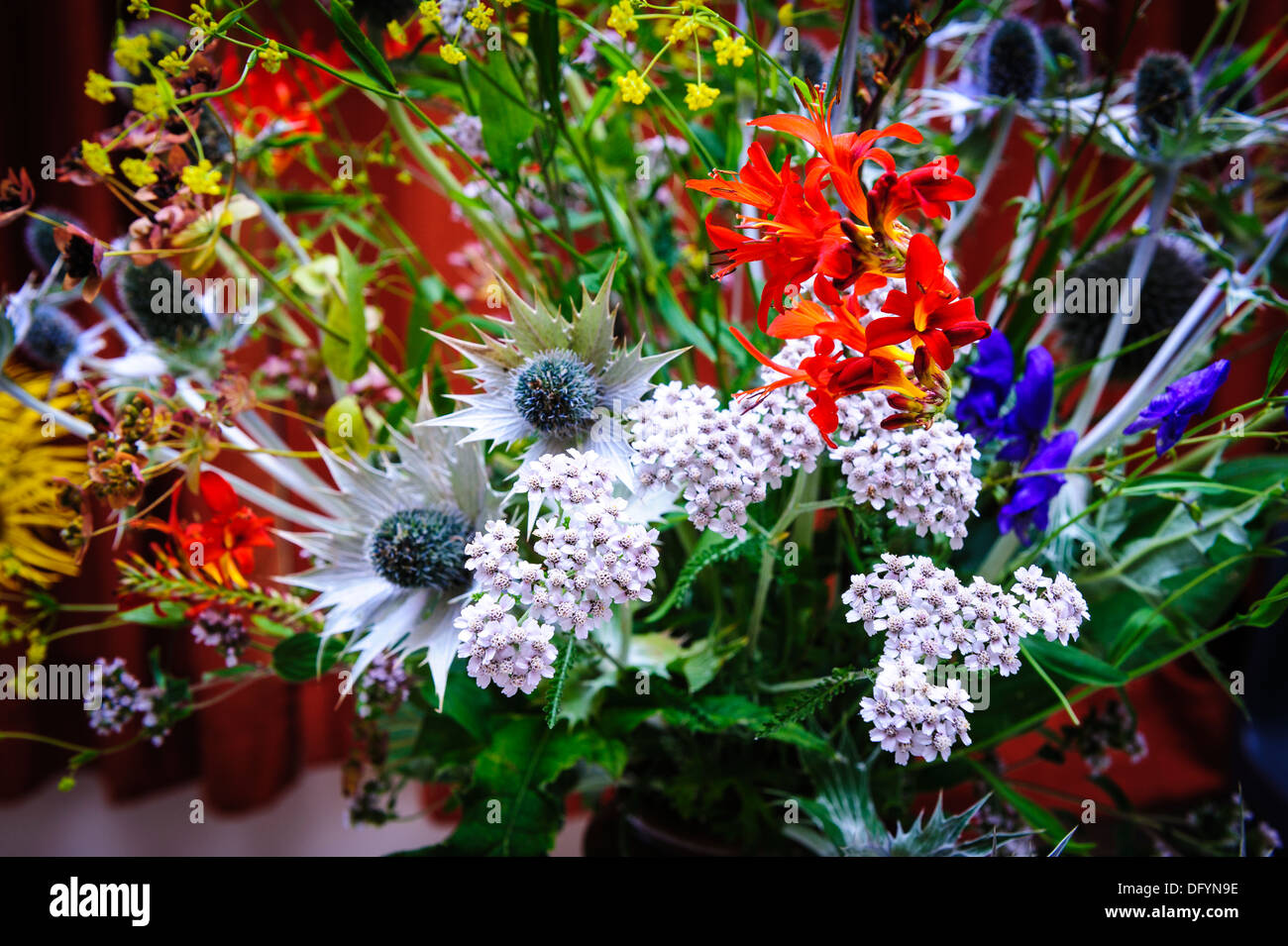 Flower display at a village flower show Stock Photo - Alamy