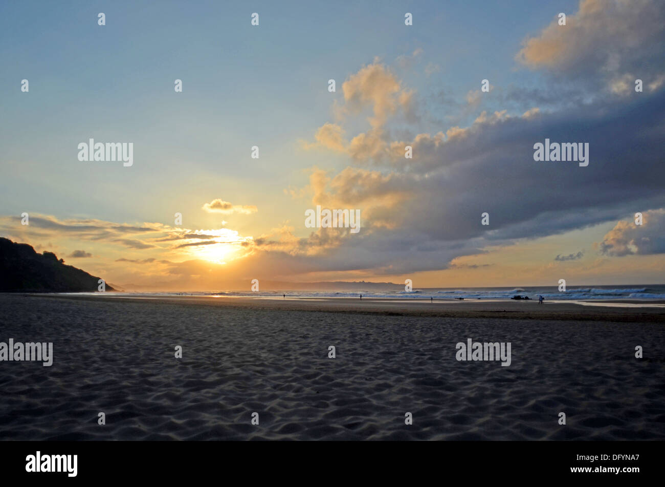 Sunset in Vega Beach (Playa de Vega), Ribadesella, Asturias Stock Photo ...