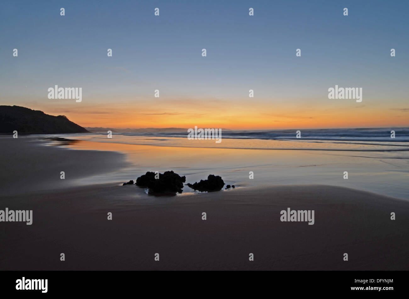 Sunset in Vega Beach (Playa de Vega), Ribadesella, Asturias Stock Photo ...