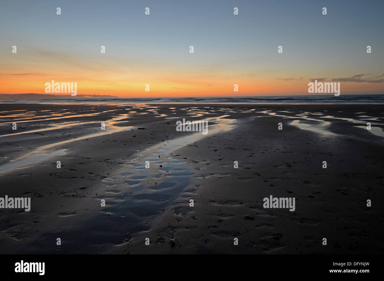 Sunset in Vega Beach (Playa de Vega), Ribadesella, Asturias Stock Photo ...