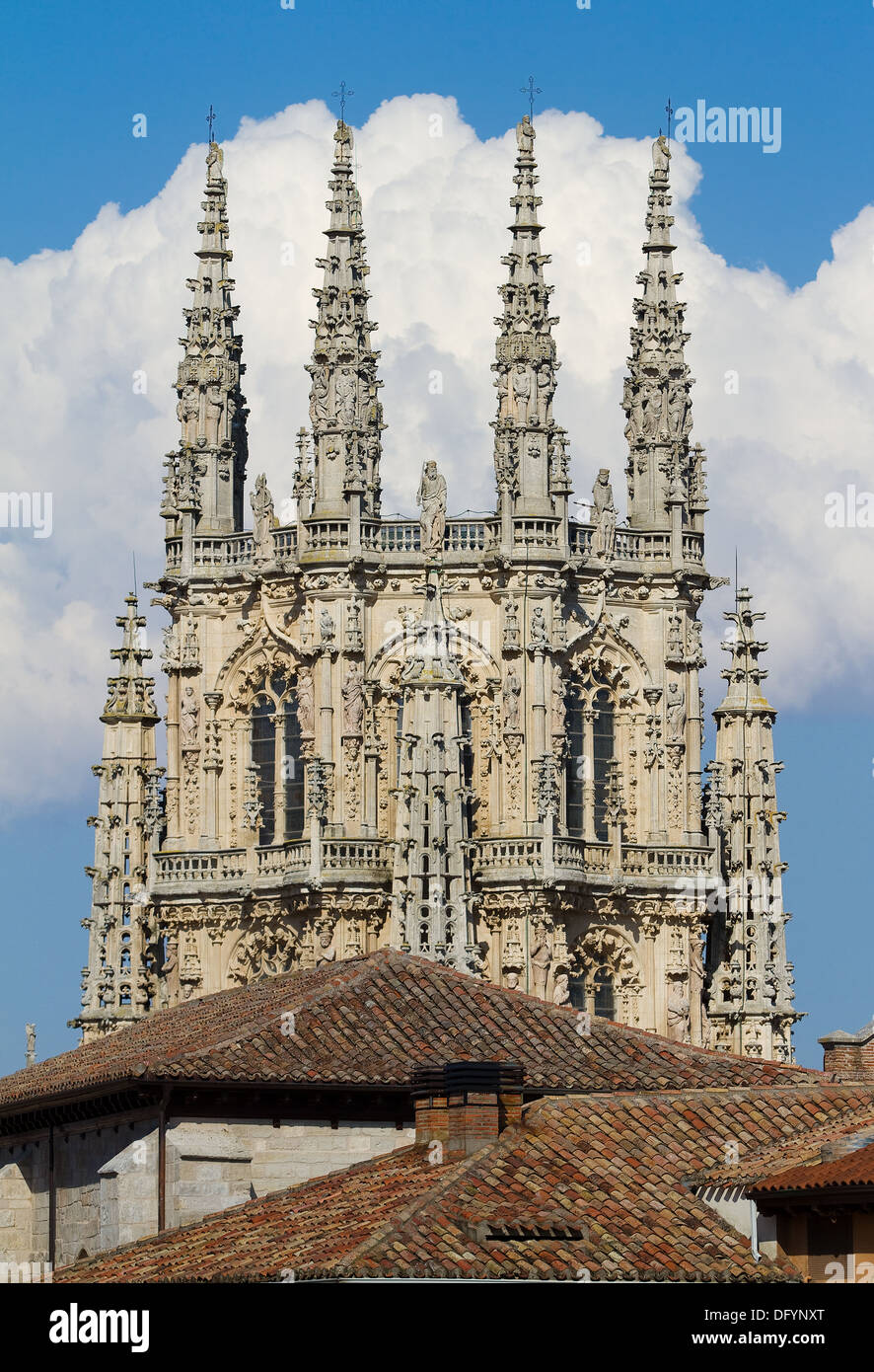 Gothic Pinnacles of The Dome of The East Face of Burgos Cathedral ...