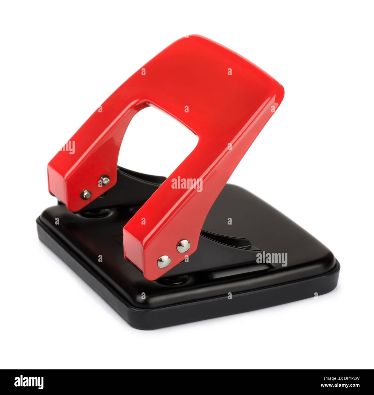 Red office hole puncher isolated on white Stock Photo - Alamy