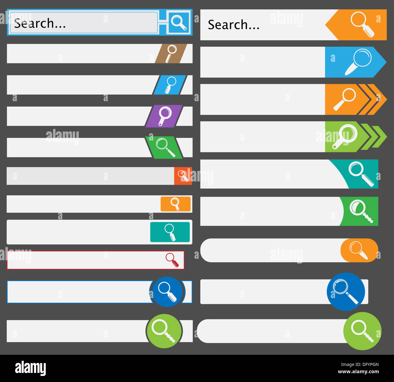 Set of modern, flat, metro styled search form Stock Photo - Alamy
