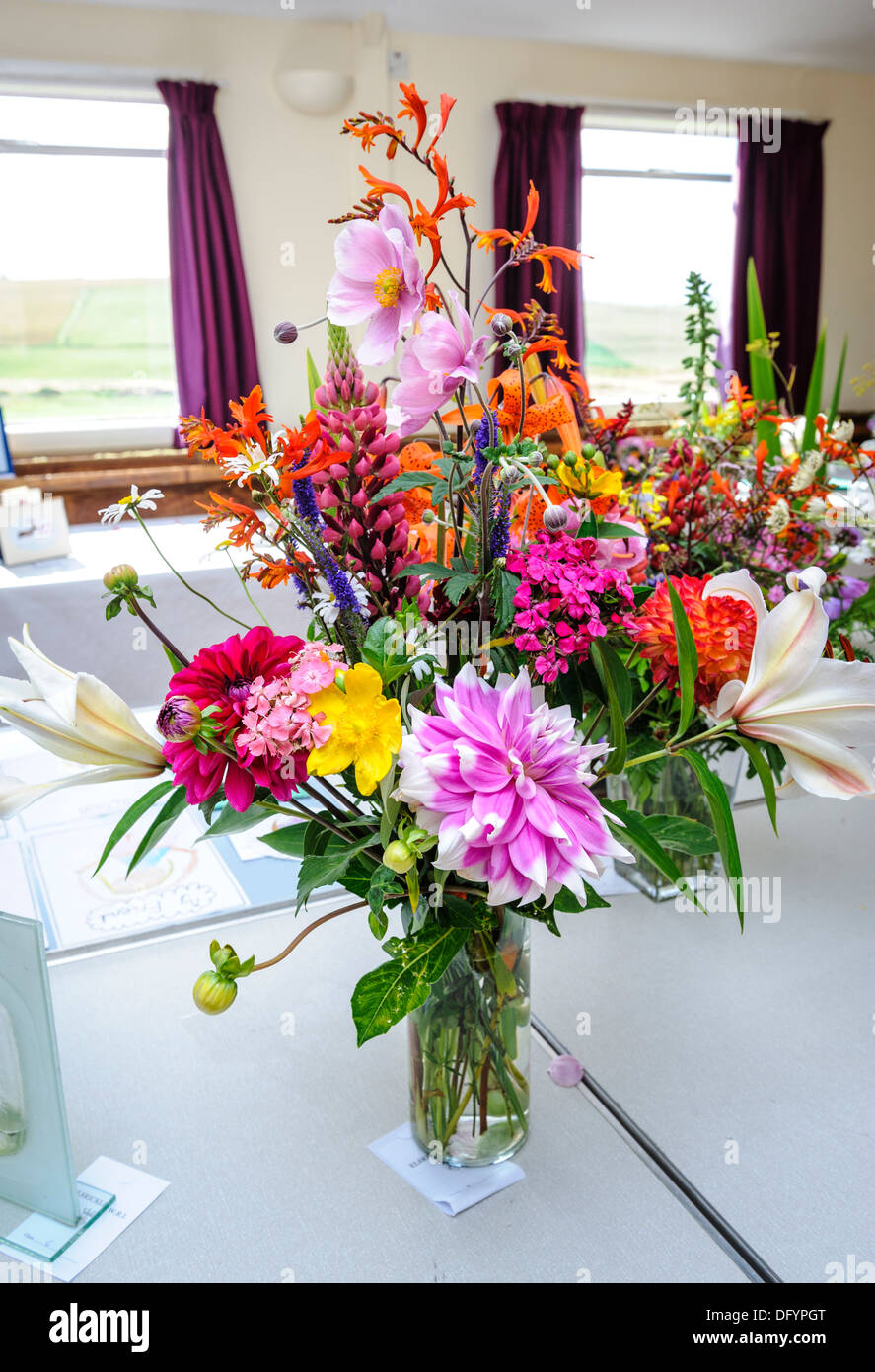 Flower display at a village flower show Stock Photo - Alamy