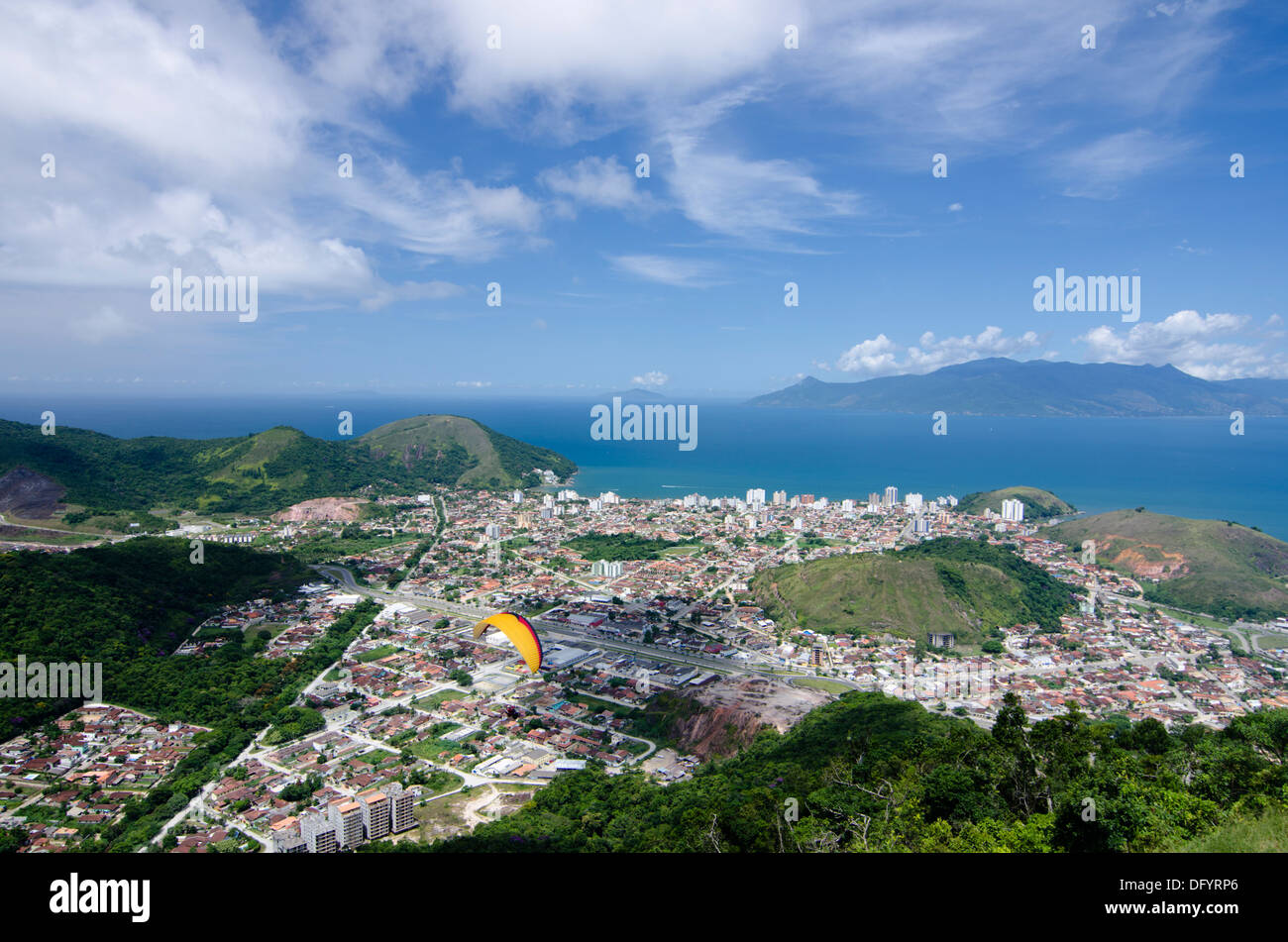 jumping with parachute in top of montain at Caraguatatuba, Sao Paulo ...
