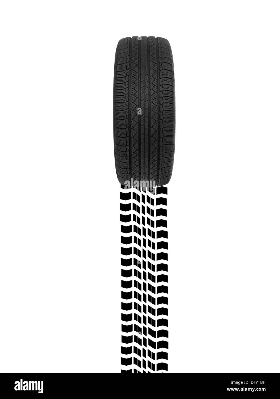 Tyre track isolated against a white background Stock Photo - Alamy