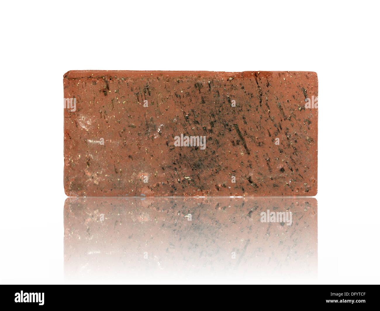 A red brick isolated against a white background Stock Photo - Alamy