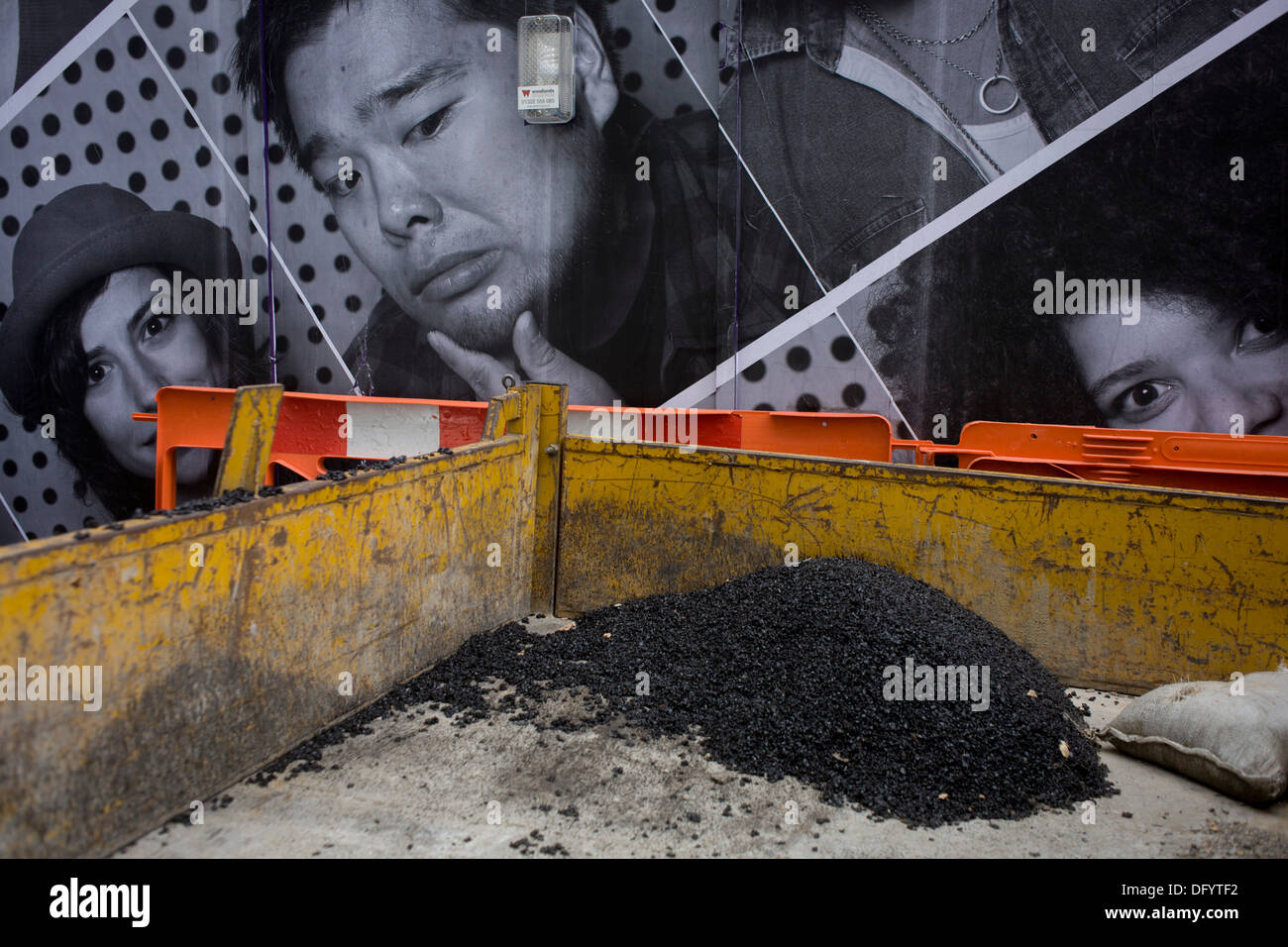 Construction hoarding incongruous juxtaposition hi-res stock ...