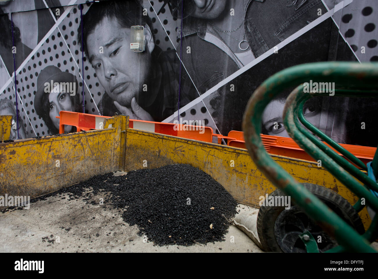 Construction hoarding incongruous juxtaposition hi-res stock ...