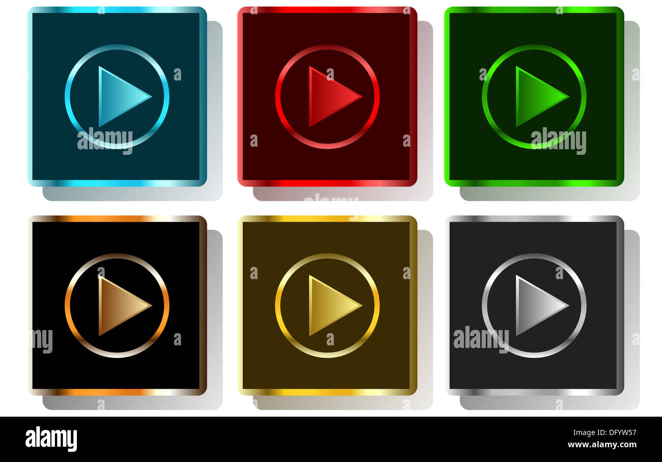 colorful play button isolated on white background Stock Photo - Alamy