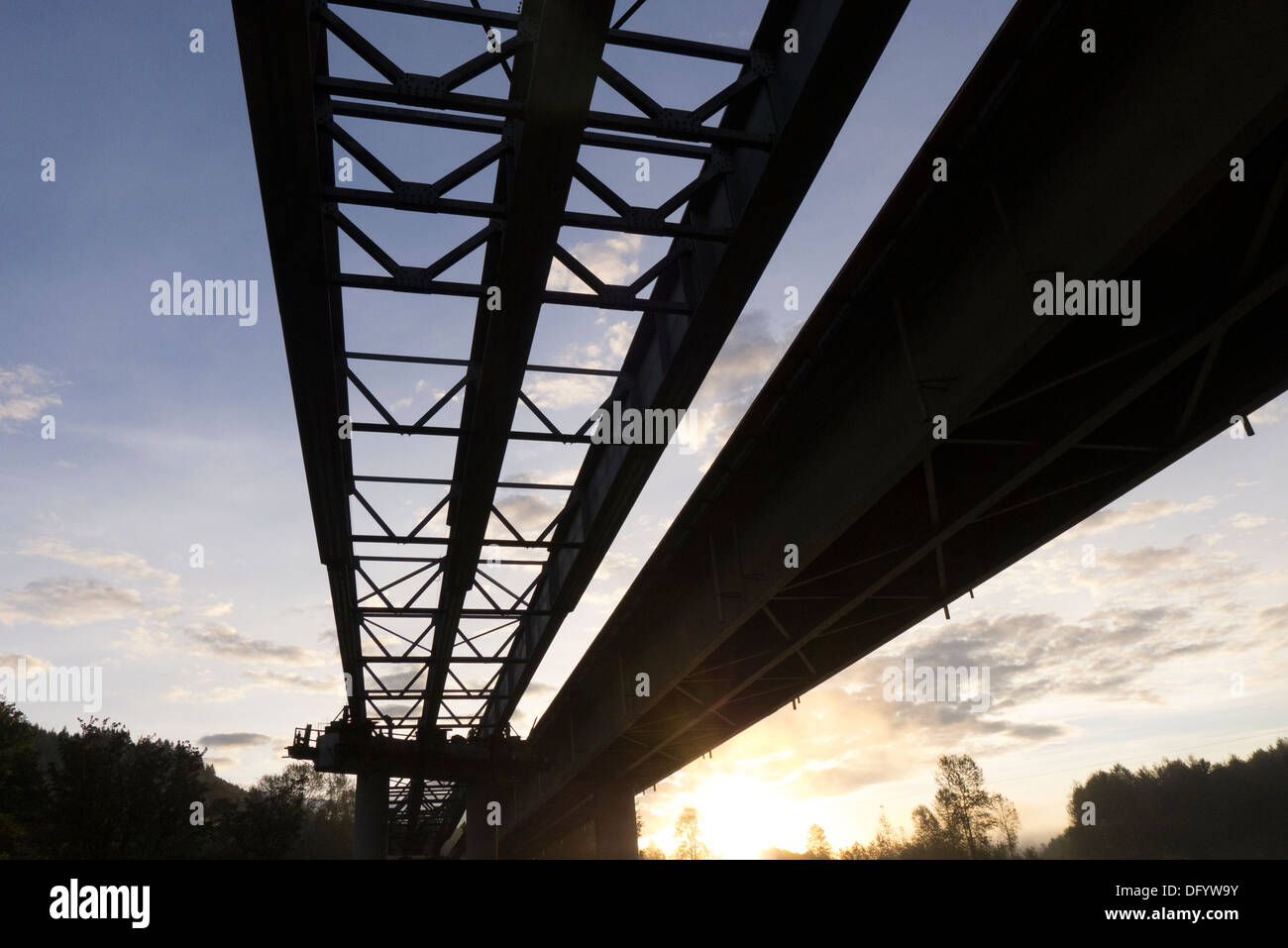 Hwy. 522 bridge over the Snohomish River near Monroe,Washington under ...