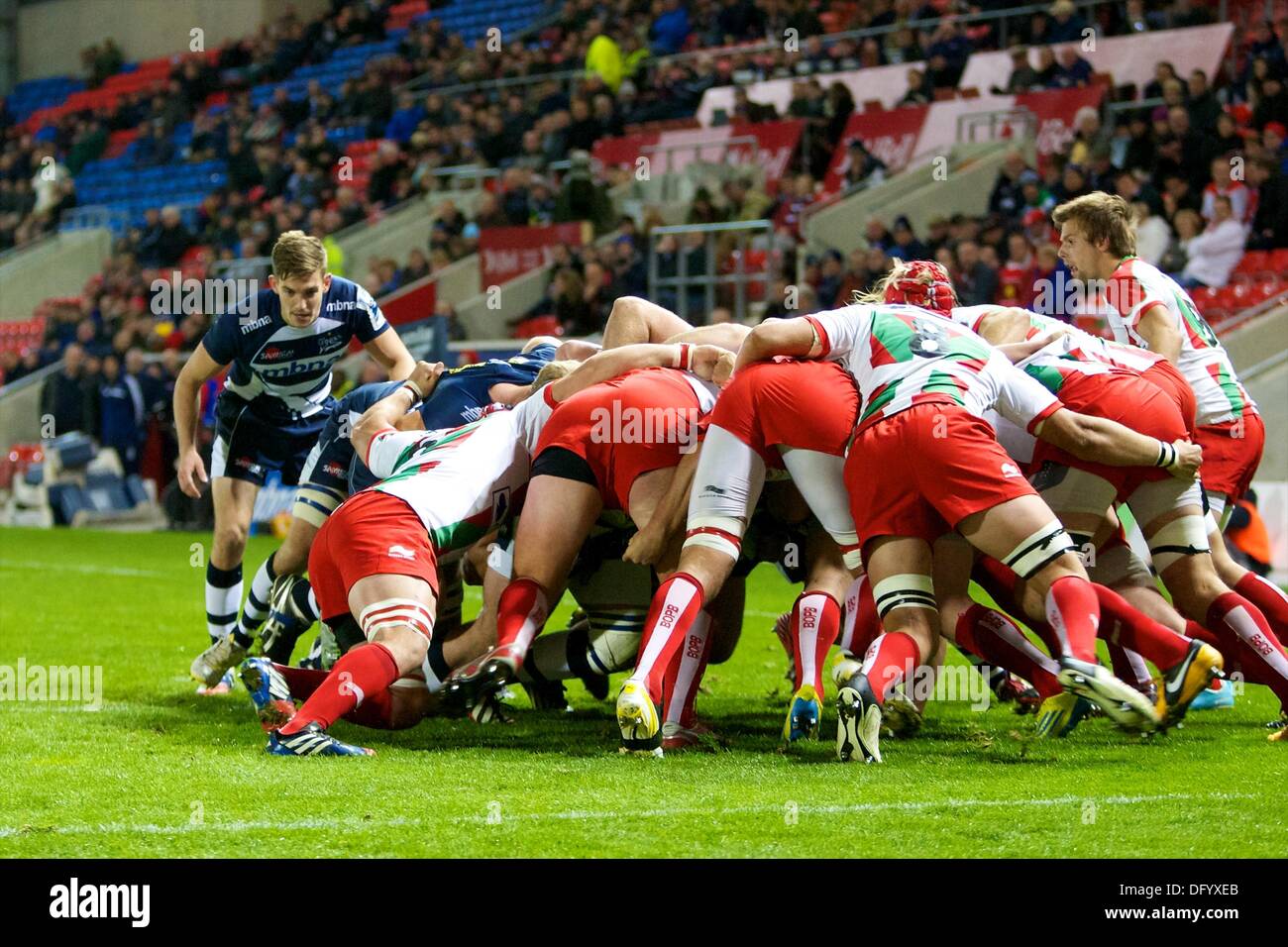 Salford, UK. 10th Oct, 2013. Sale Sharks scrum-half Will Cliff during ...