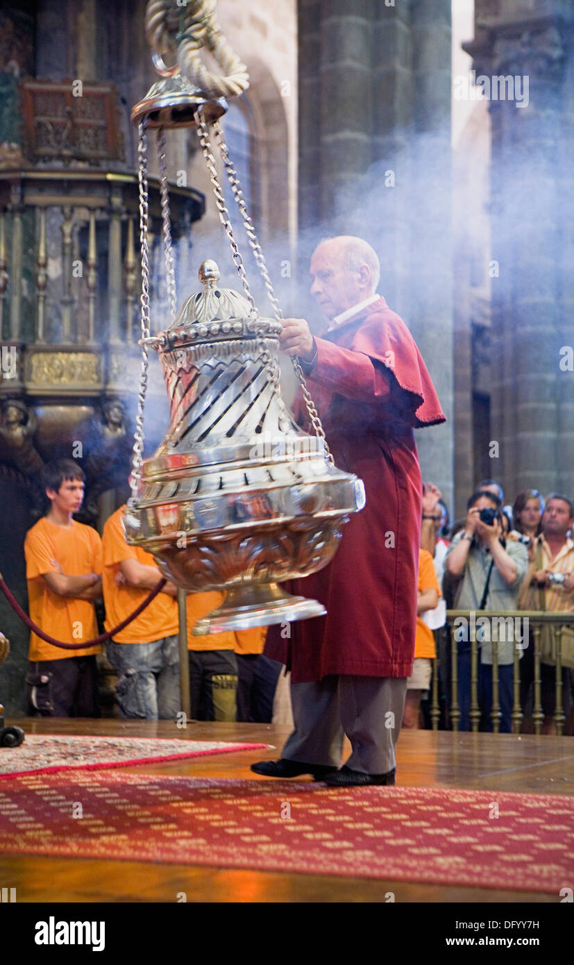 cathedral, rite of` botafumeiro´.Botafumeiro´ is a typical censer ...