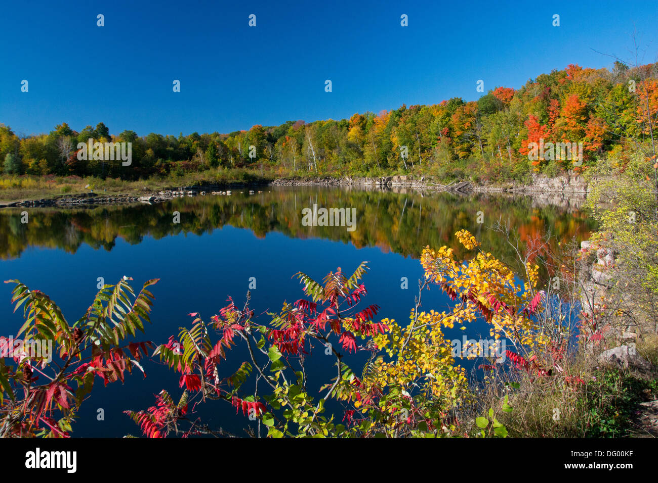 An autumn view of the abandoned rock quarry in Vaudreuil, Quebec Stock ...