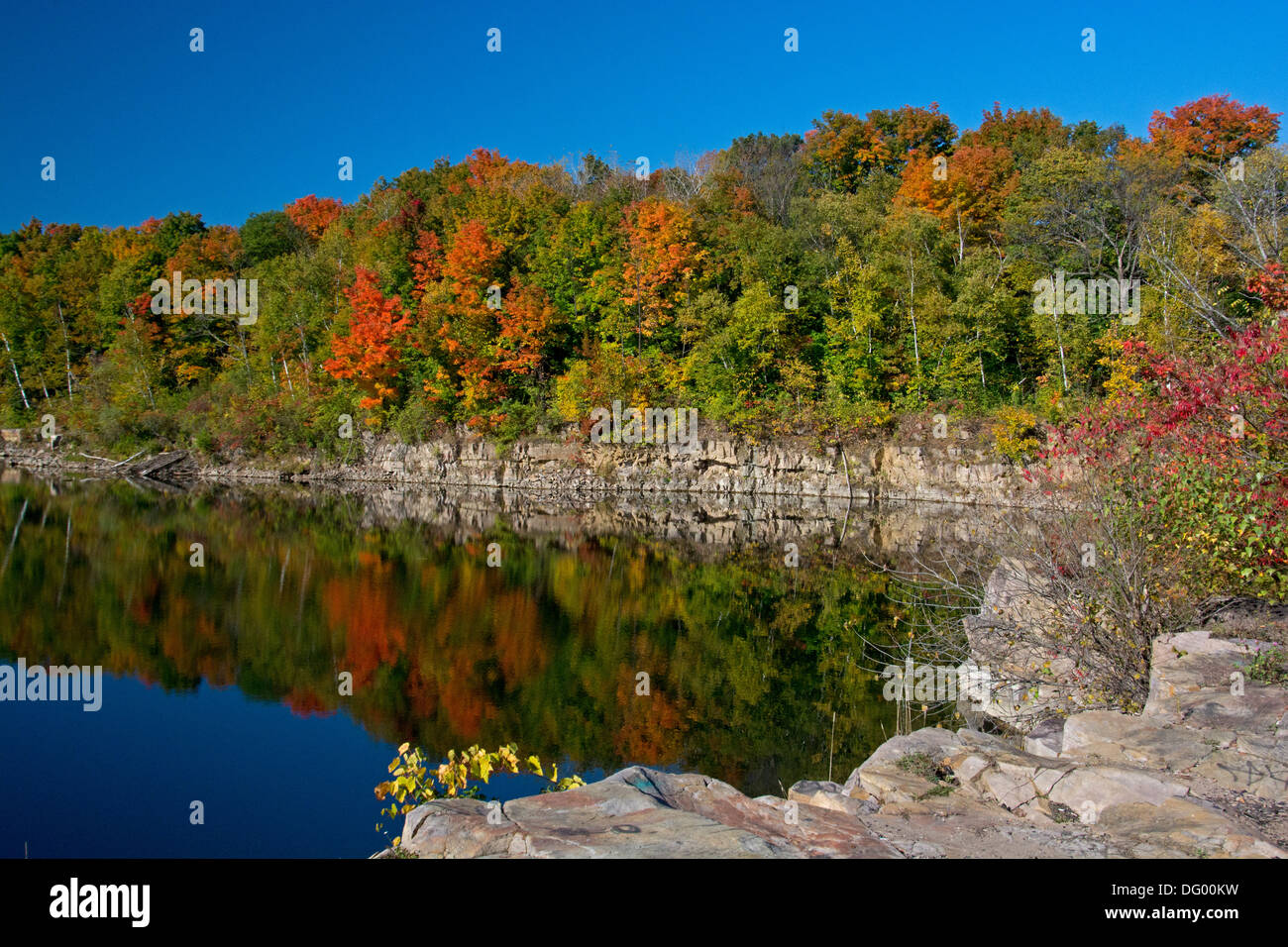 An autumn view of the abandoned rock quarry in Vaudreuil, Quebec Stock ...