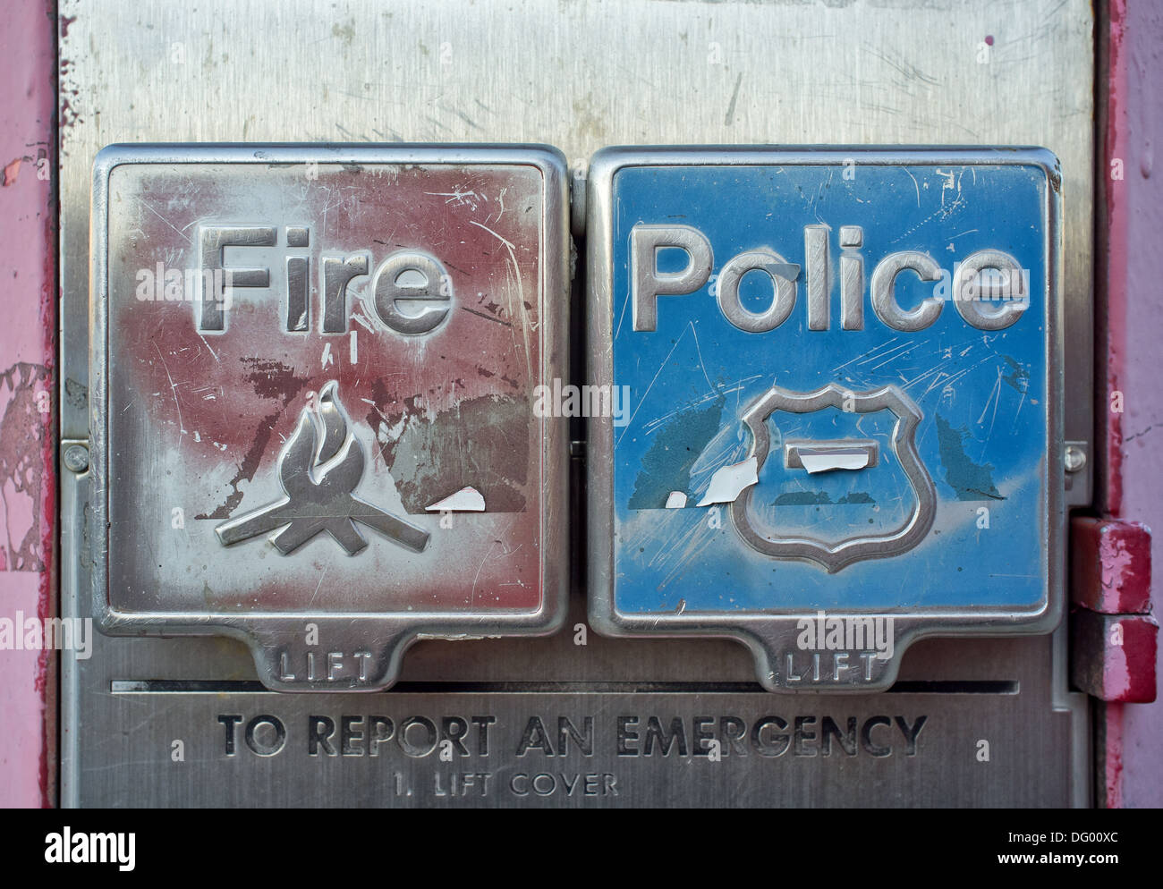 New York CIty police and fire call box Stock Photo - Alamy