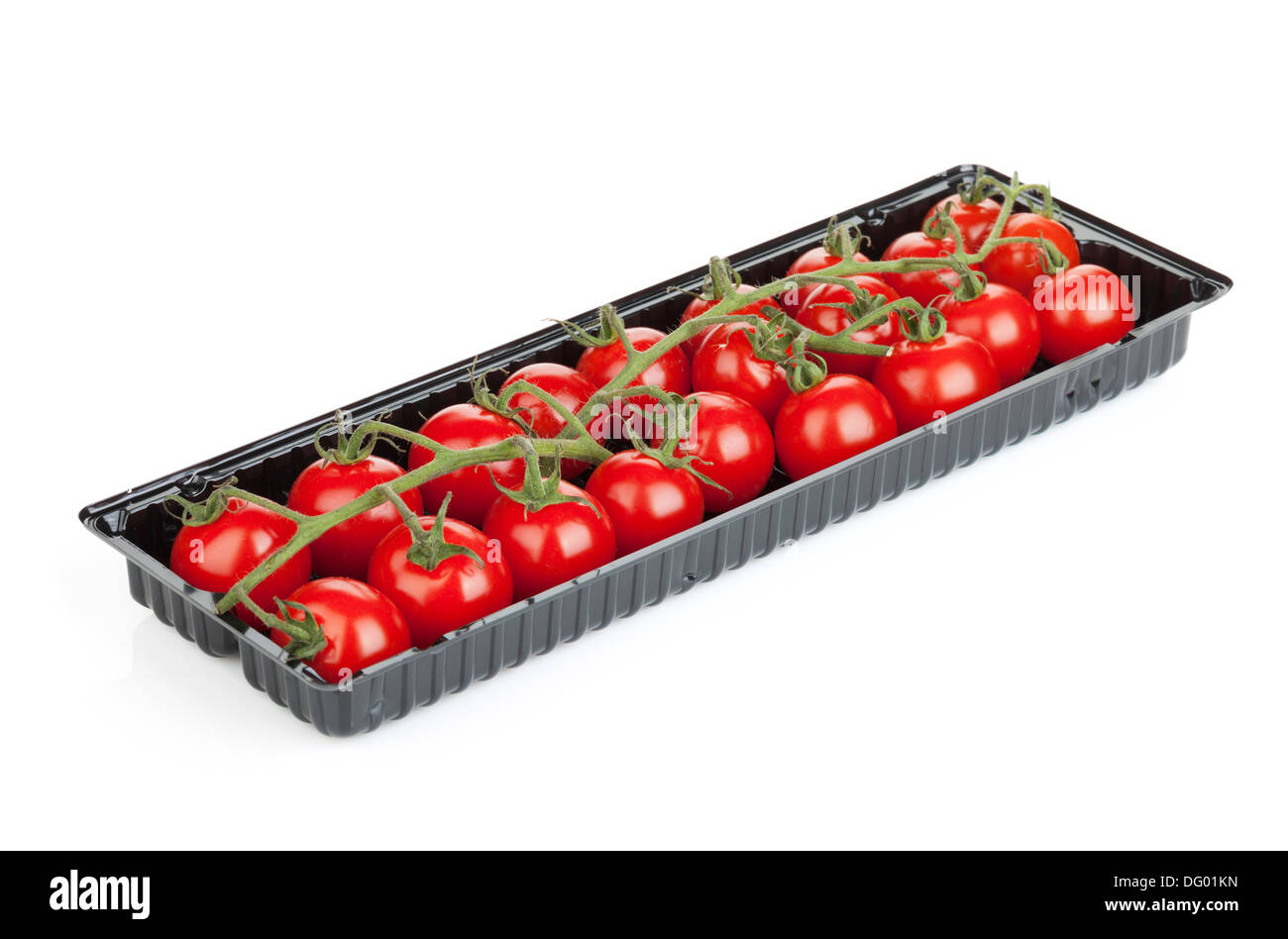 Cherry tomatoes in packaging. Isolated on white background Stock Photo ...