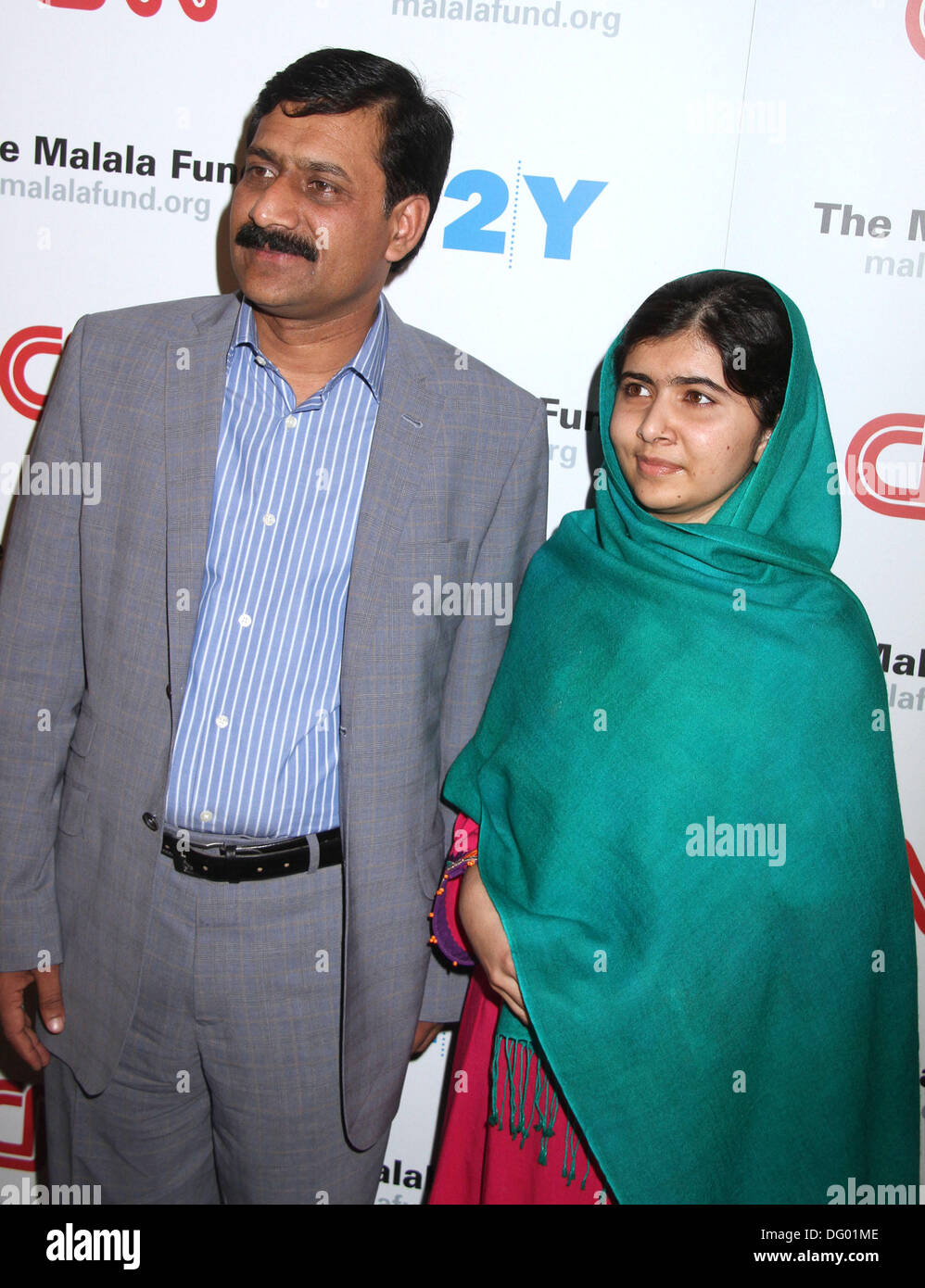 New York, USA. 10th Oct, 2013. ZIAUDDIN YOUSAFZAI and his daughter ...