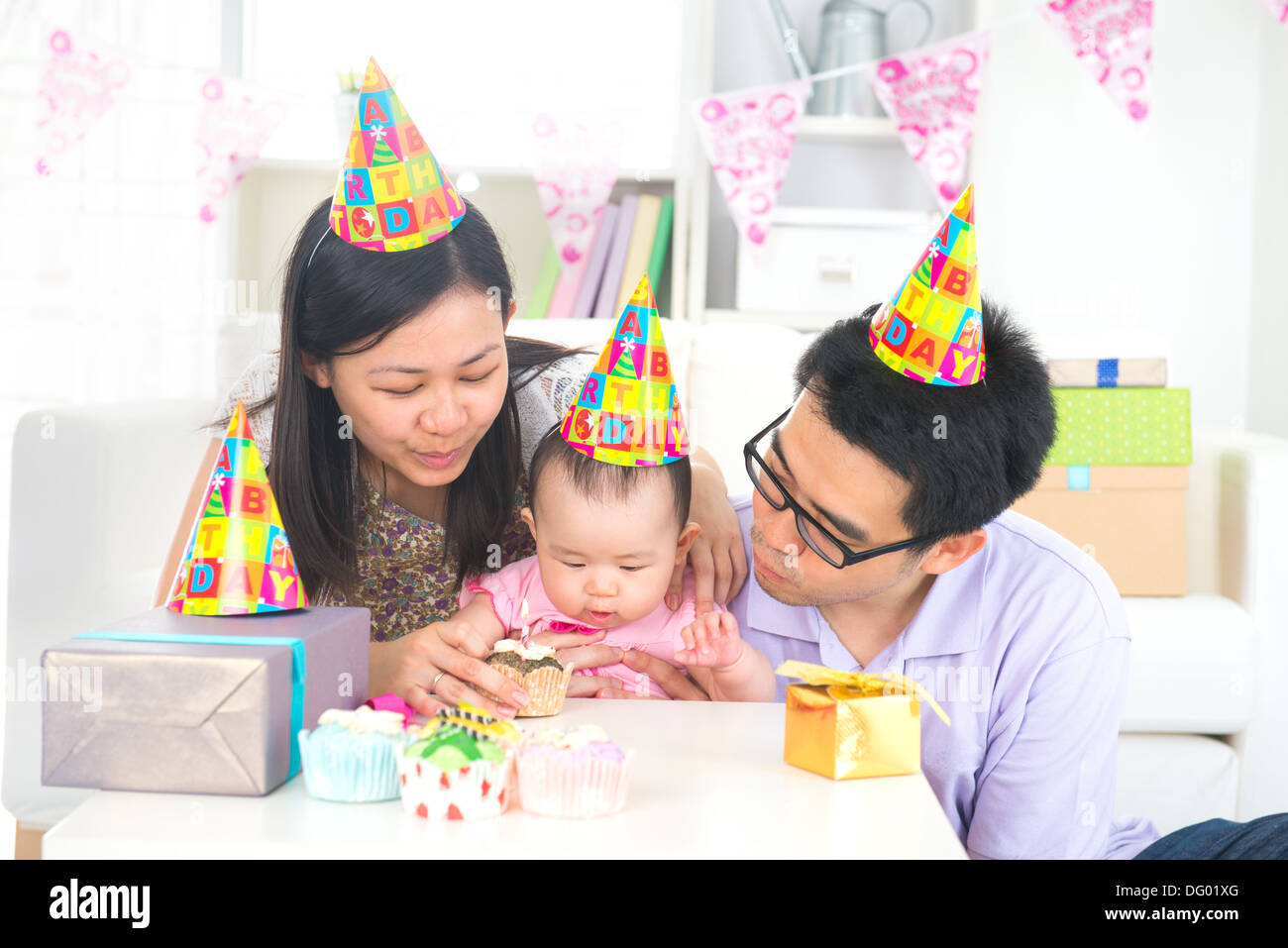asian chinese parent celebrating baby full moon party Stock Photo - Alamy