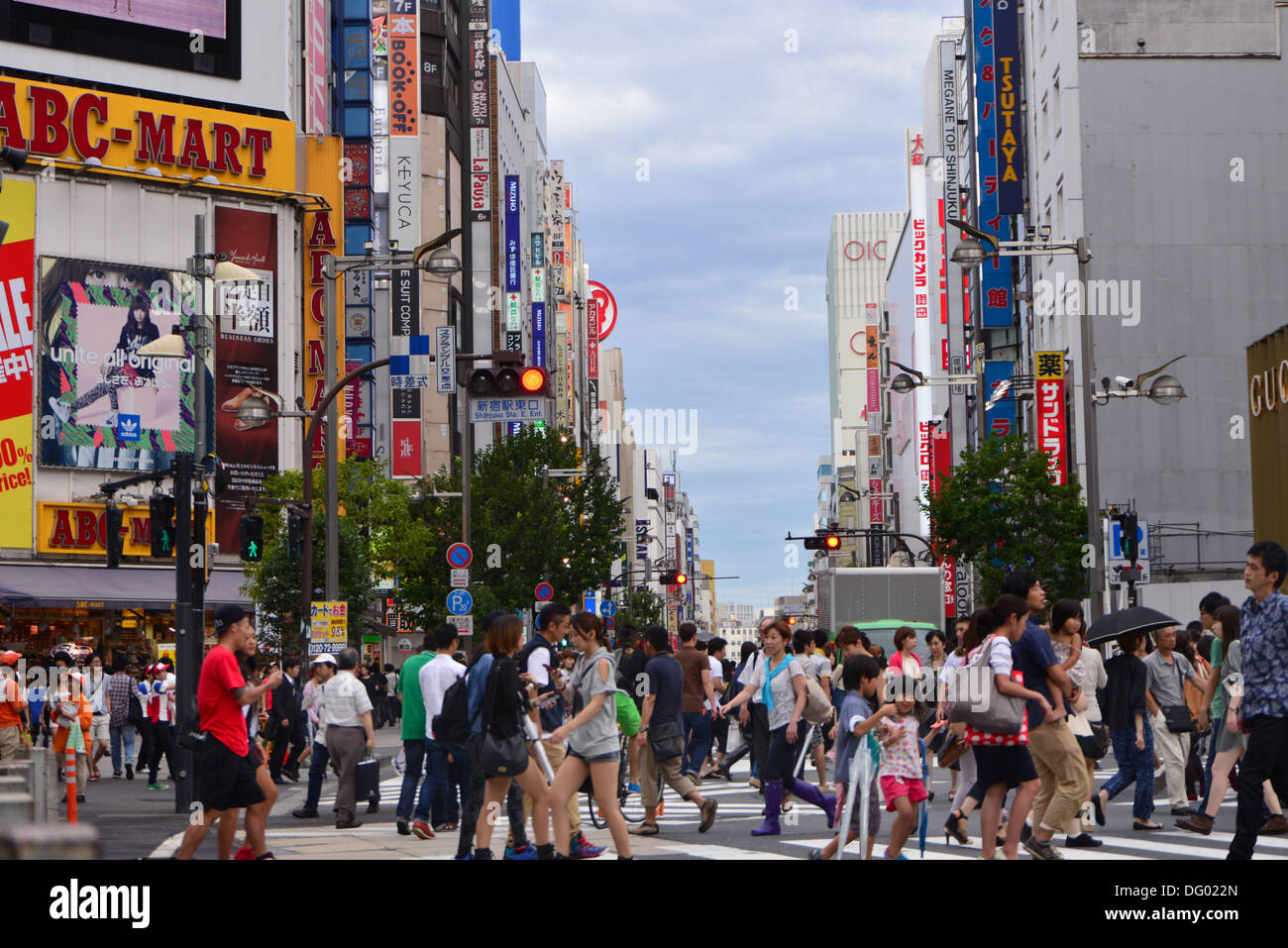 Street view of out side of Shinjuku station east exit area in central ...