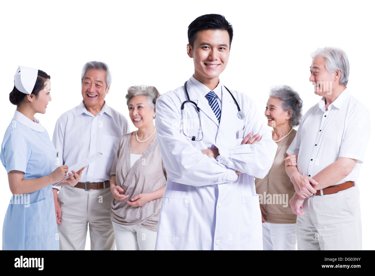 Hospital staff with senior couples Stock Photo - Alamy