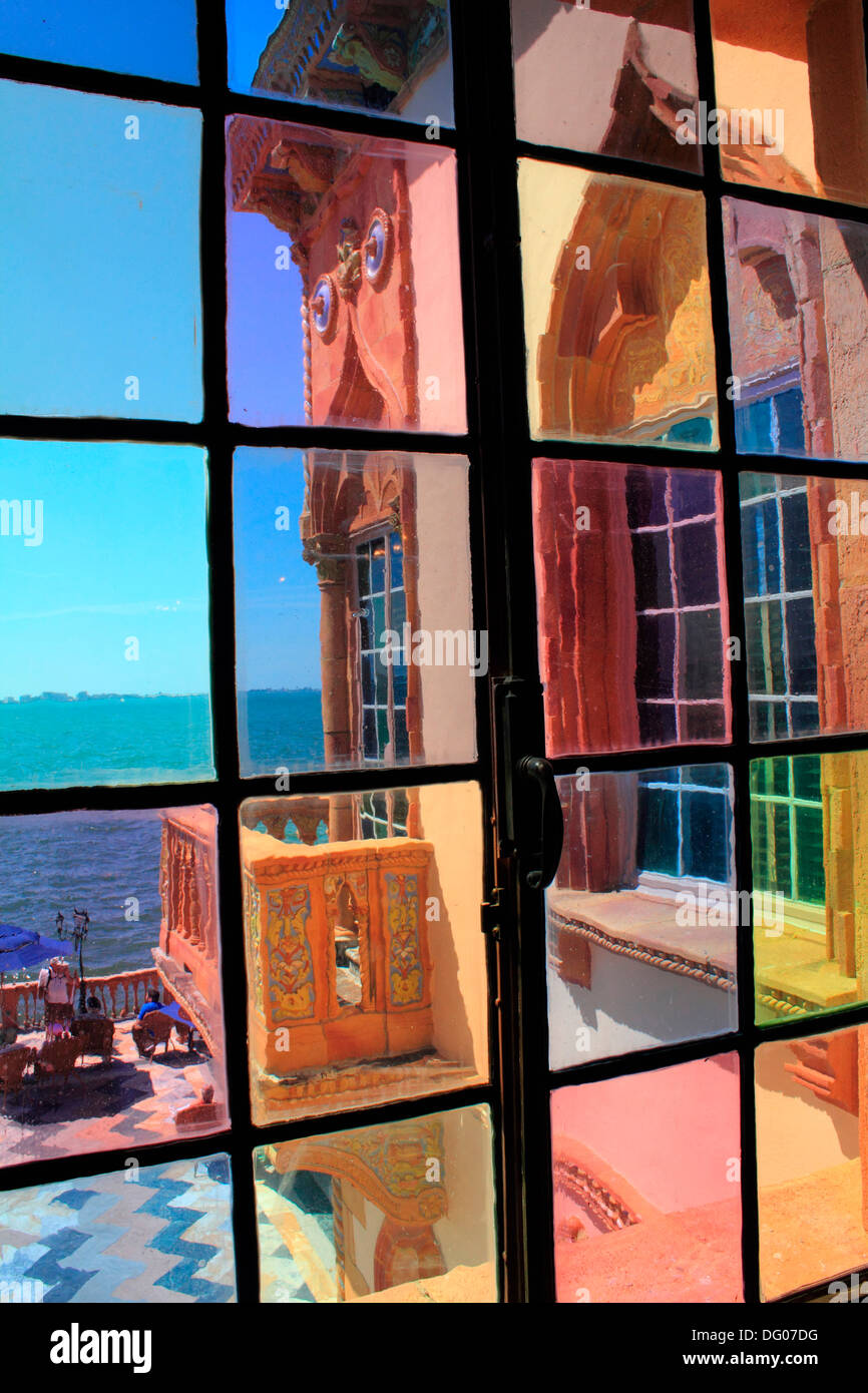 View thru a window of the Ca d´Zan mansion in Sarasota Florida Stock ...