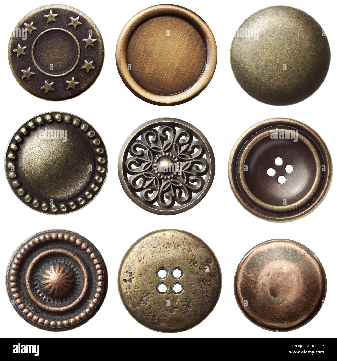 Vintage metal sewing buttons, isolated Stock Photo - Alamy