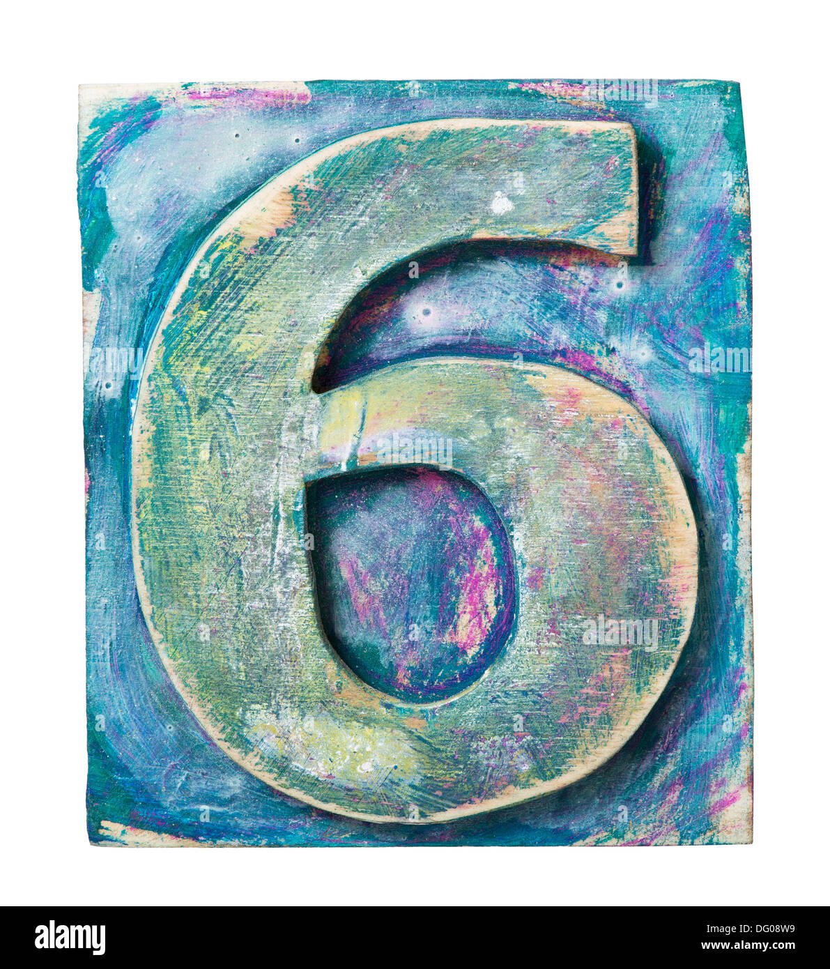 Wooden alphabet block, number 6 Stock Photo - Alamy