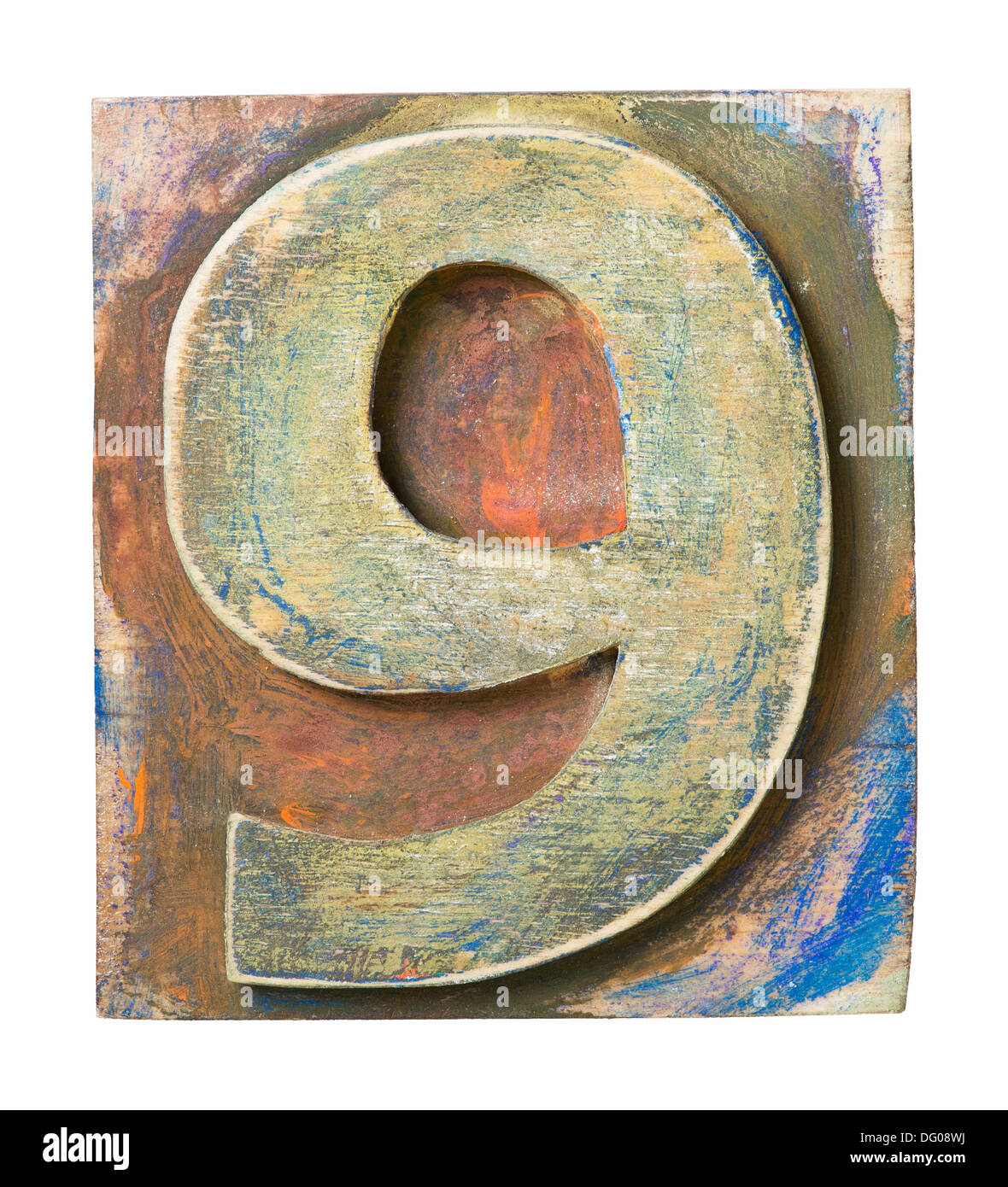 Wooden alphabet block, number 9 Stock Photo - Alamy