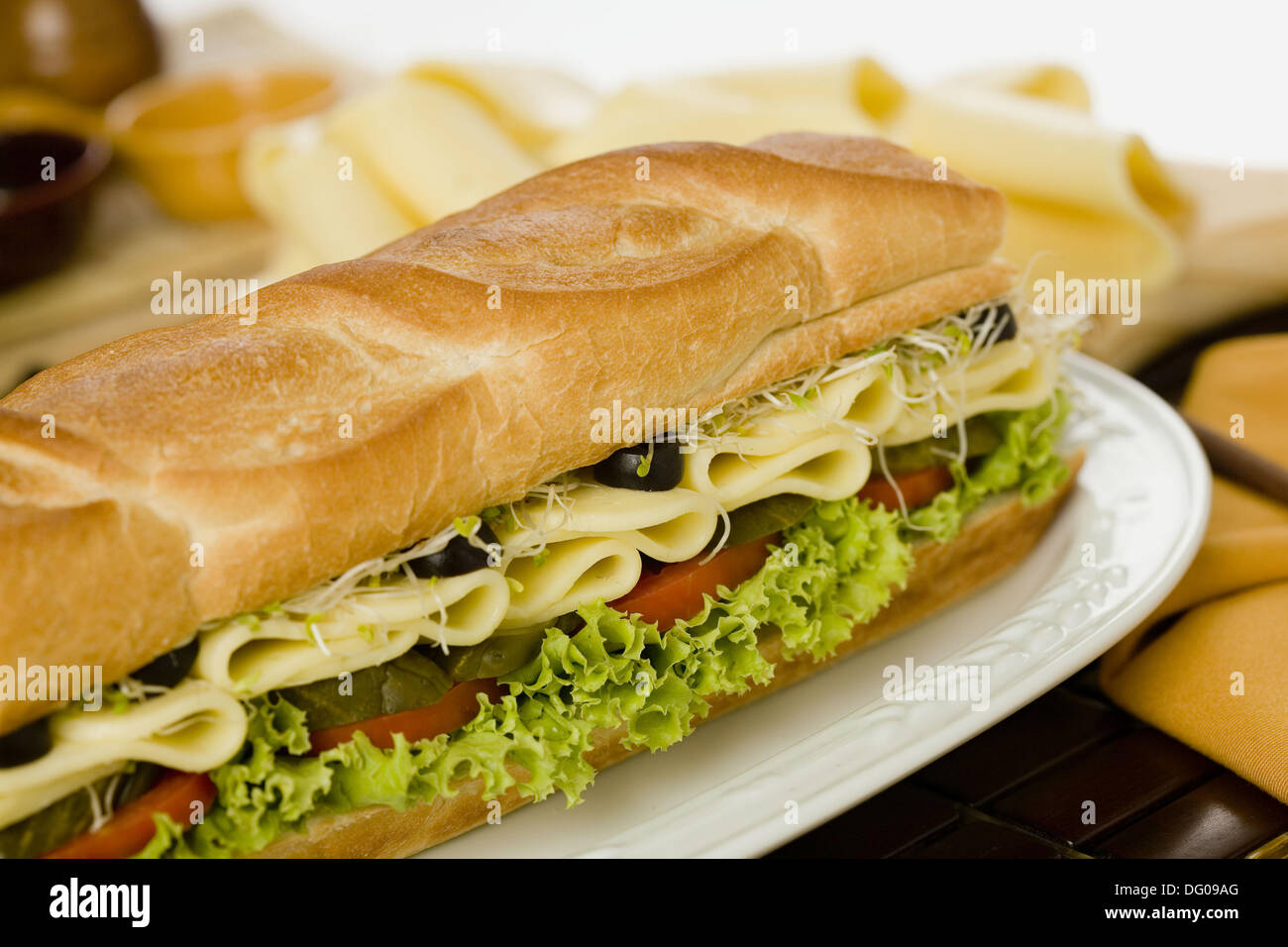 Cheese submarine sandwich Stock Photo - Alamy