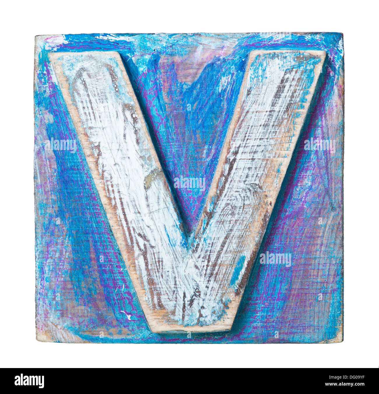 Wooden alphabet block, letter v Stock Photo - Alamy