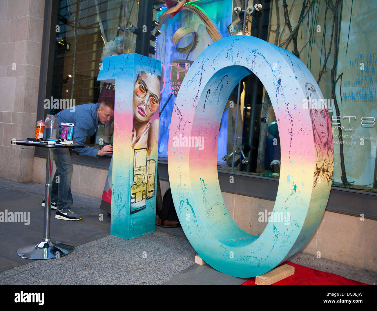 Manchester, UK 10th October, 2013. Artist Evan Barlow at Vogue Fashion's Night Out, a one-night ...