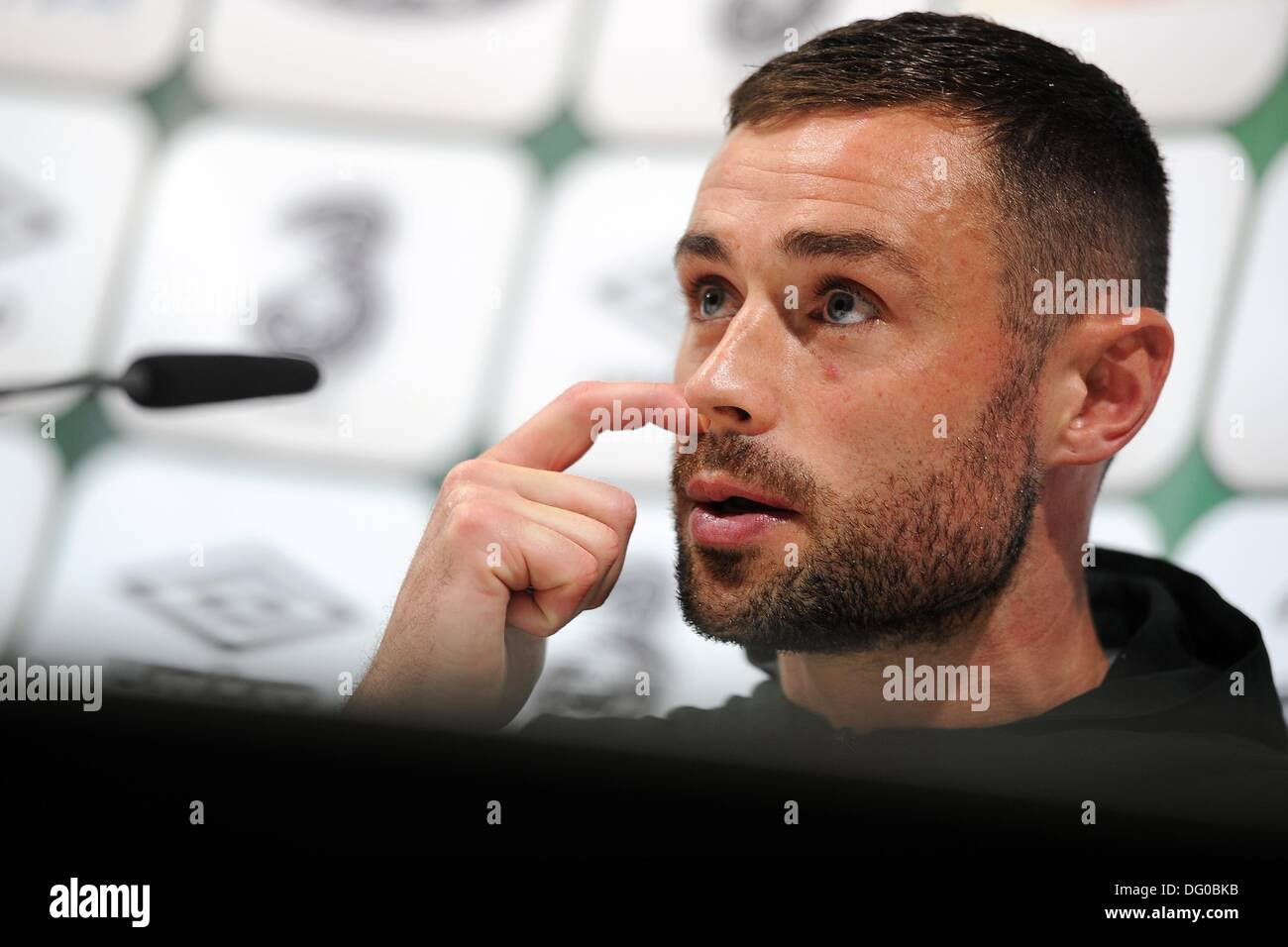 Cologne, Germany. 10th Oct, 2013. Ireland's Damien Delaney takes part ...
