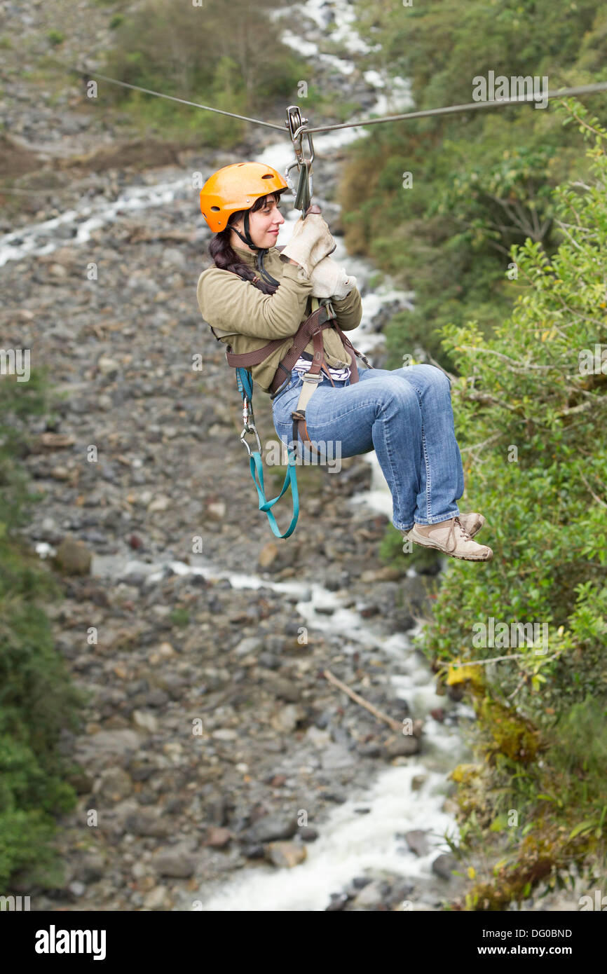 Zip Line Adventure In Ecuadorian Rainforest Banos De Agua Santa Stock ...