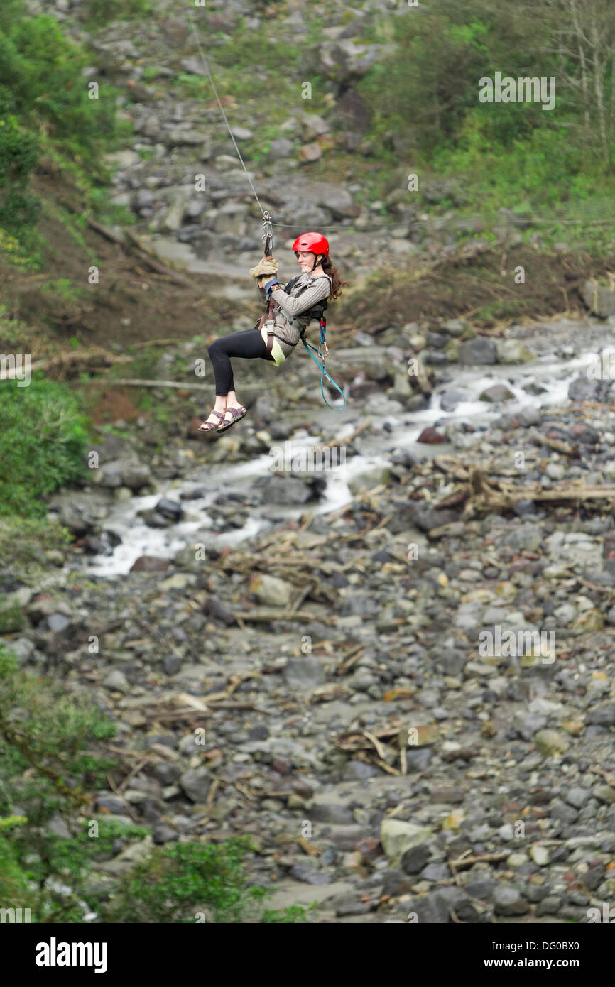Zip Line Adventure In Ecuadorian Rainforest Banos De Agua Santa Stock ...