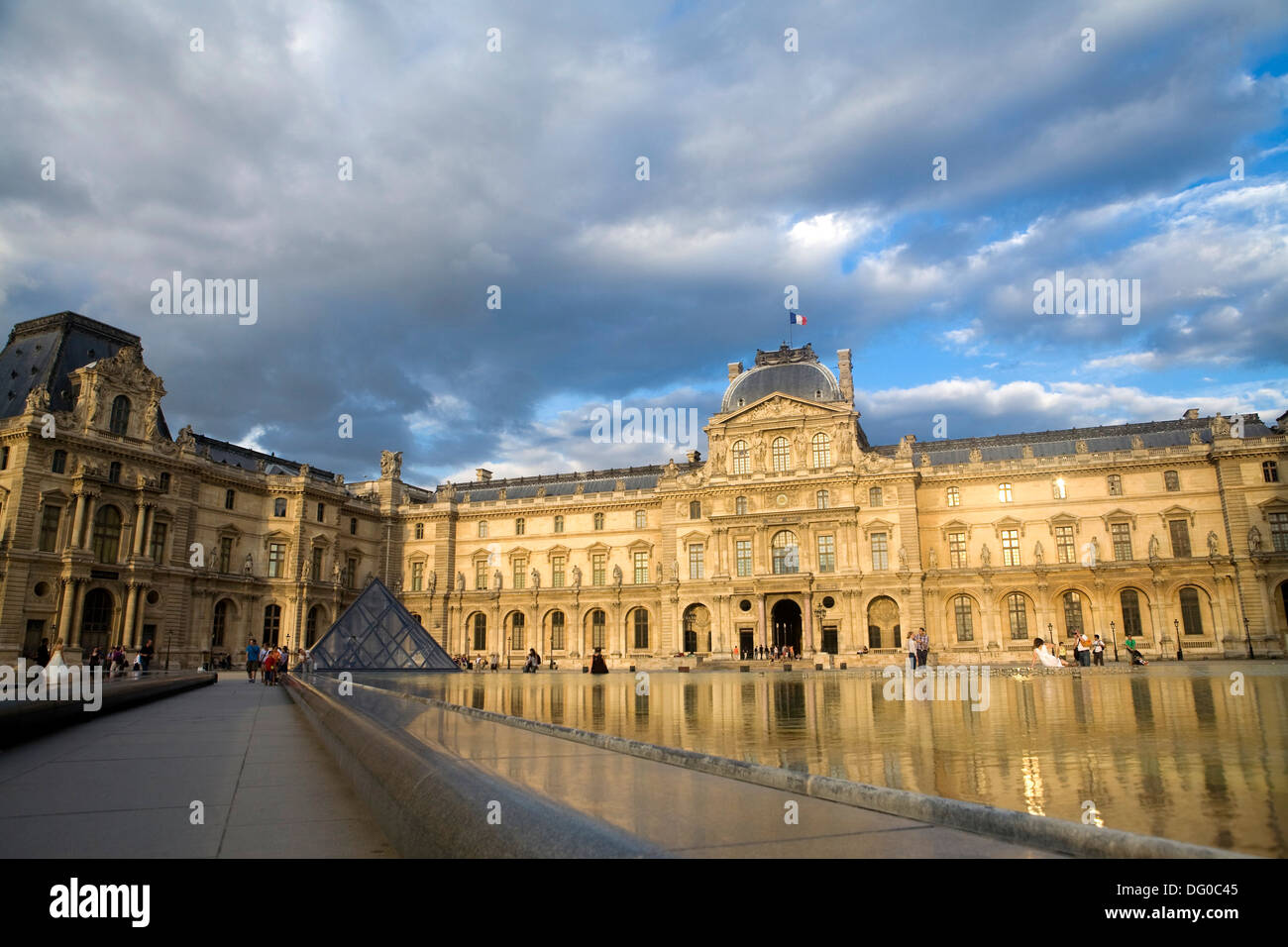 Glass pyramid and Palais du Louvre, nowadays Louvre museum, listed as ...
