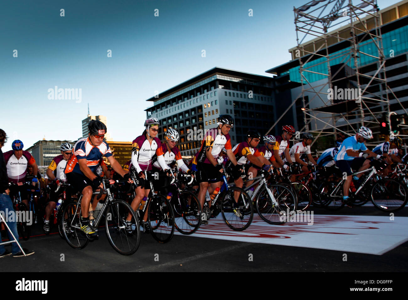 Cylists taking part in the Argus Cycle Tour 2010 bicycle race around ...