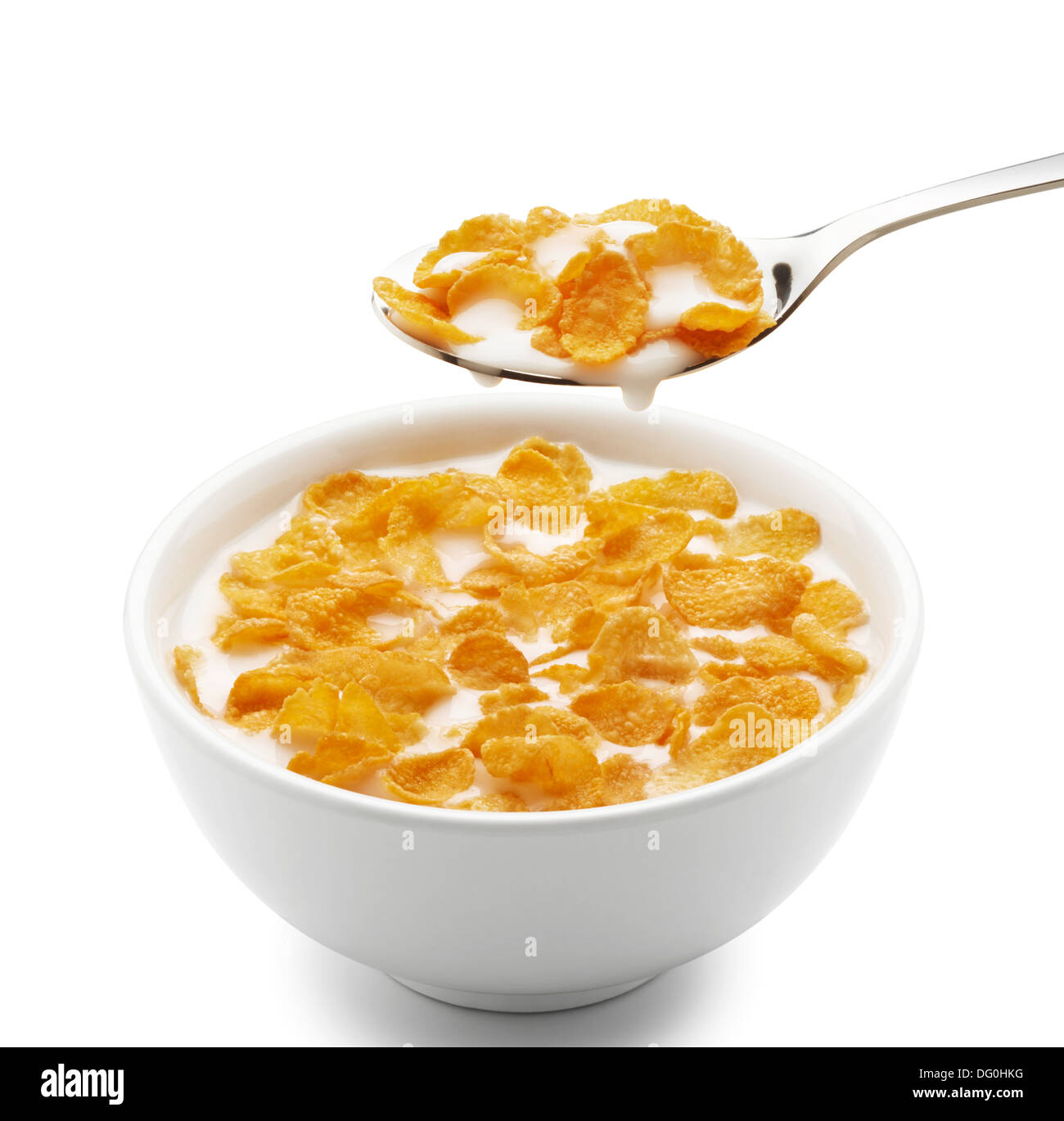 bowl of corn flakes isolated on white Stock Photo - Alamy