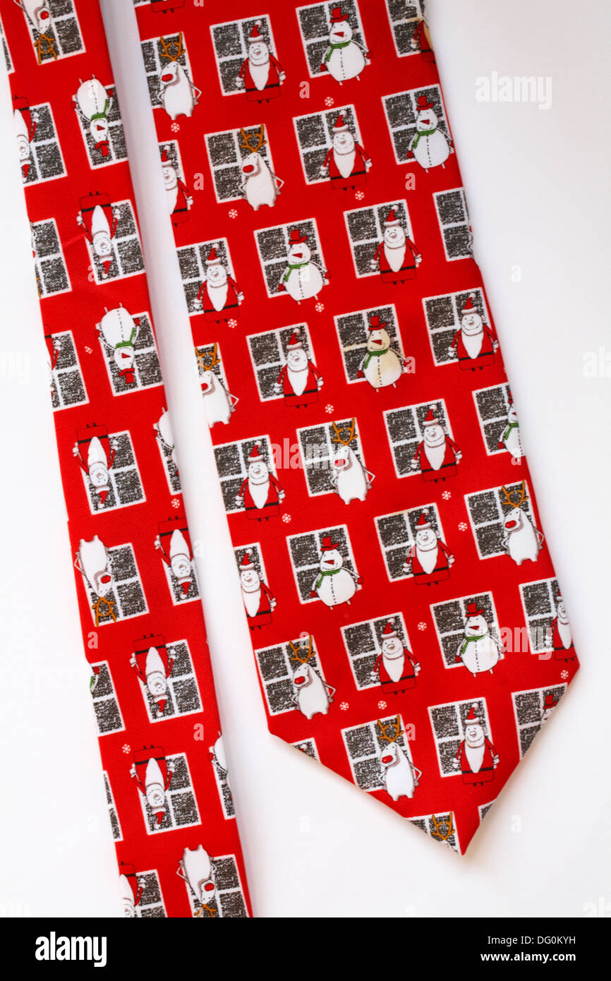 Novelty Santa Snowman and Reindeer Christmas tie set on white ...