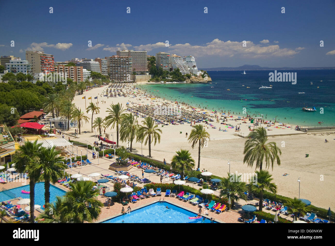 Magaluf Beach and promenade, Magaluf, Majorca, Balearic Islands Spain ...